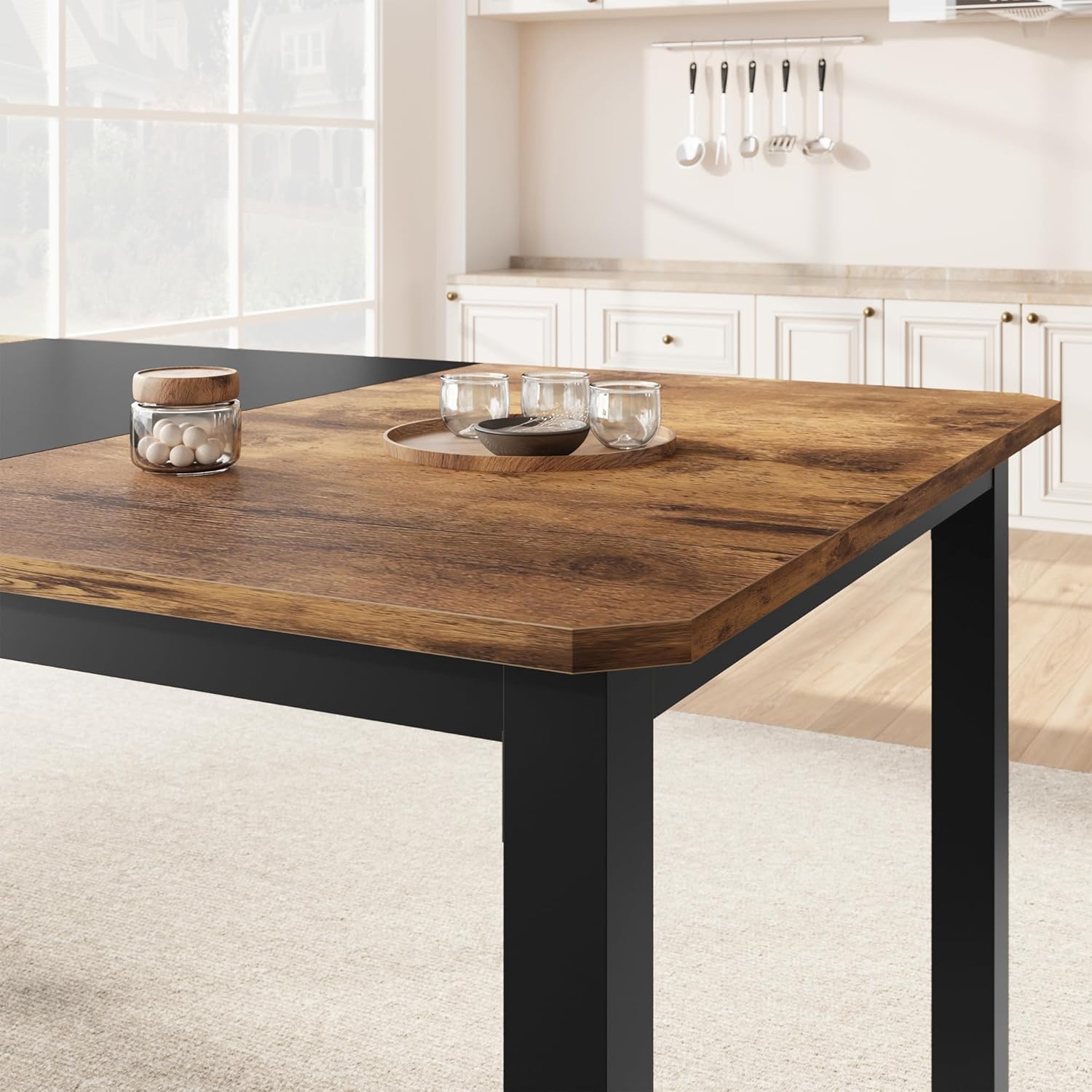 Garvee Industrial Dining Table for 6-8 People 78.7 in Long Wooden ...