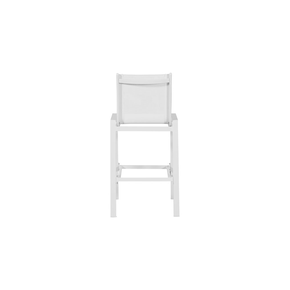 Meridian Nizuc White Mesh Water Resistant Fabric Outdoor Patio Barstool ...