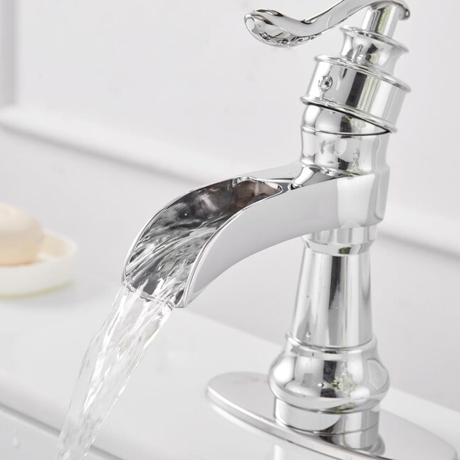 Kinwell Chrome 4 In Centerset 1 Handle Bathroom Sink Faucet With Deck