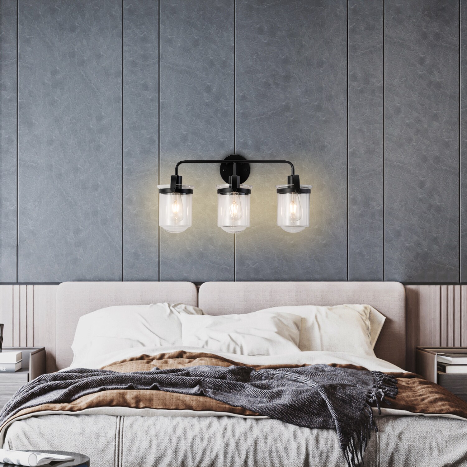 AAZJ Wall Sconces 22.44-in 3-Light Multiple Finishes Black Modern ...