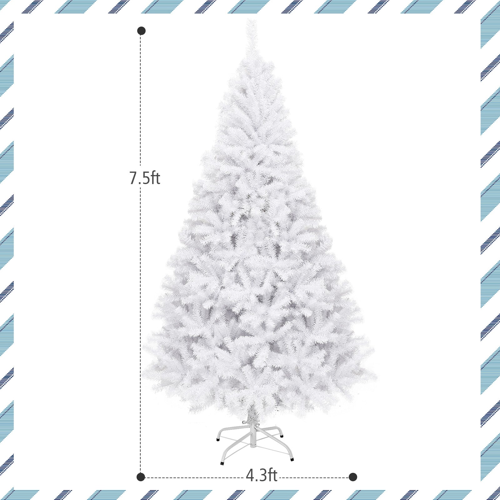Boyel Living 7.5 ft White Christmas Tree with Metal Stand and Realistic ...