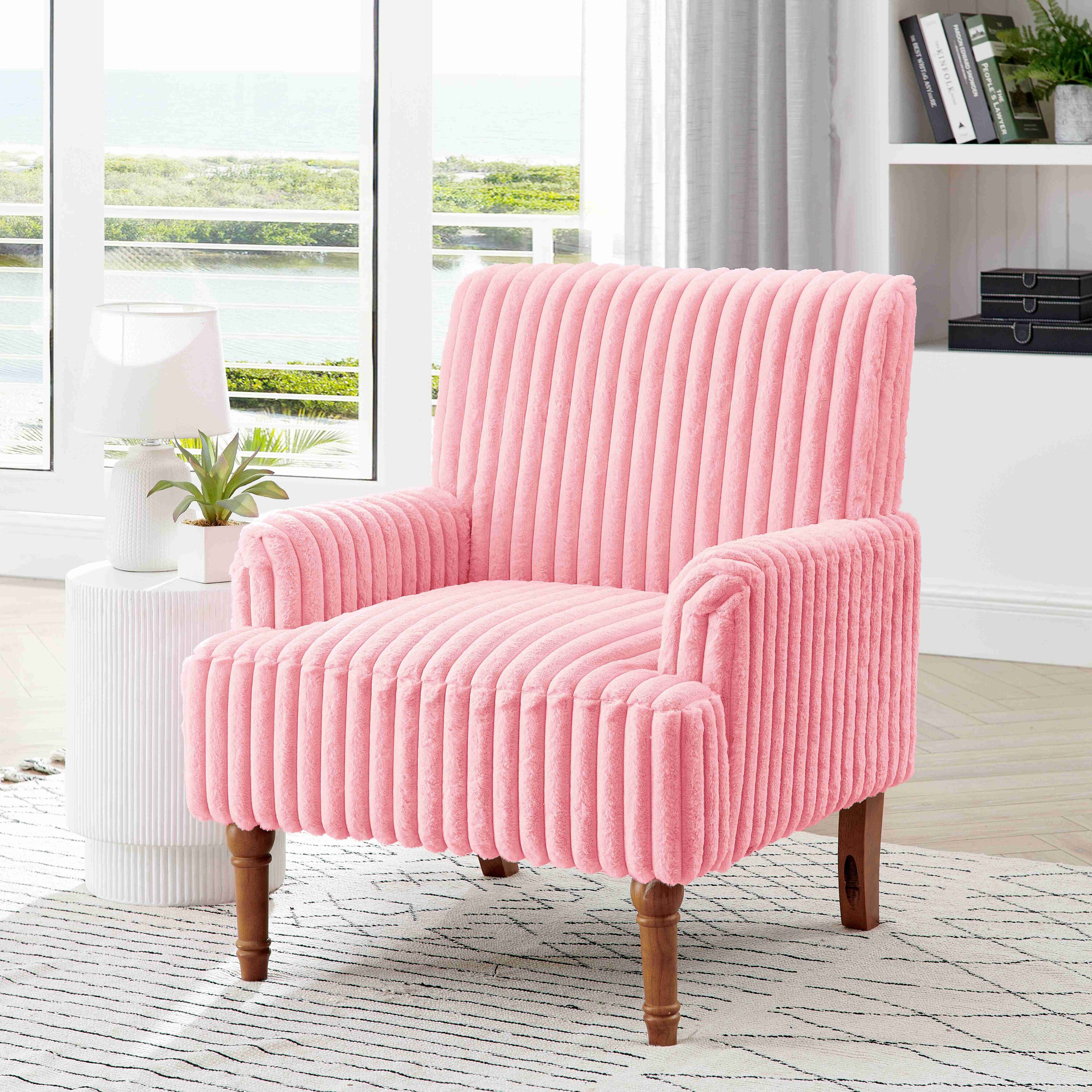 JPJPUU Modern Comfortable Upholstered Pink Armchair Accent Chair with ...