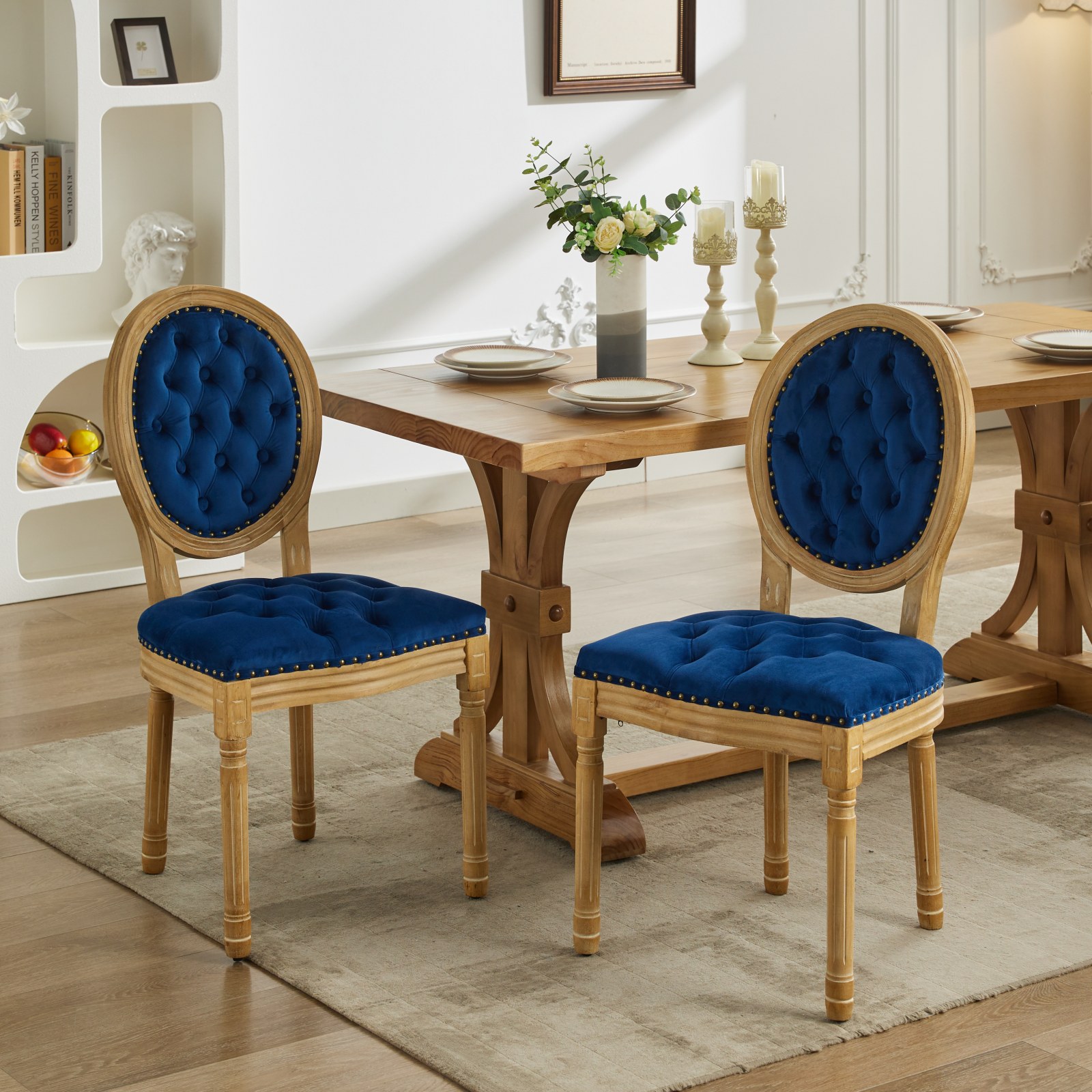 Clihome 2 Pieces Dining Chairs 2 -Pack 19.1-in W Modern 2 Pieces Blue ...