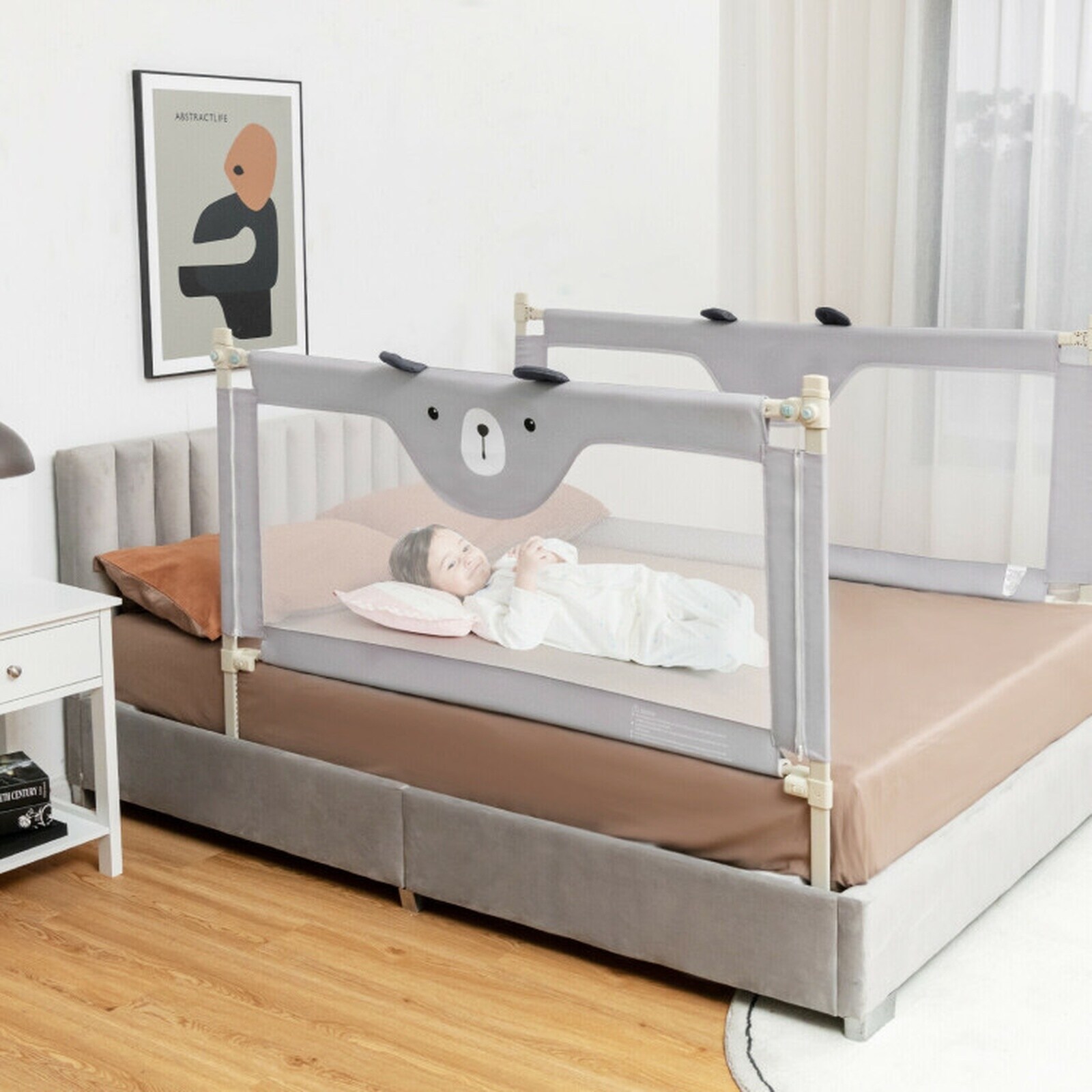 SUGIFT 57-in Adjustable Double-Lock One-Side Lifting 24-Gear Height Bed ...