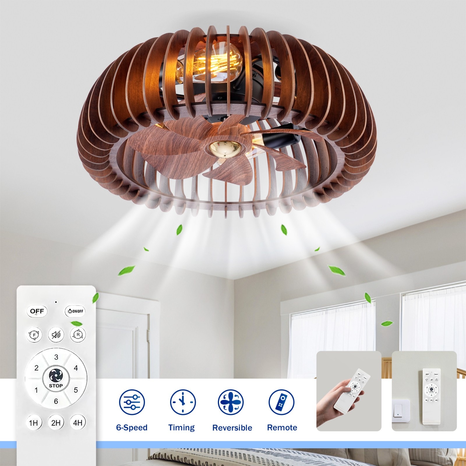 GlasFlength 20-Inch Semicircle Modern Flush Mount Fan Light With Lights ...
