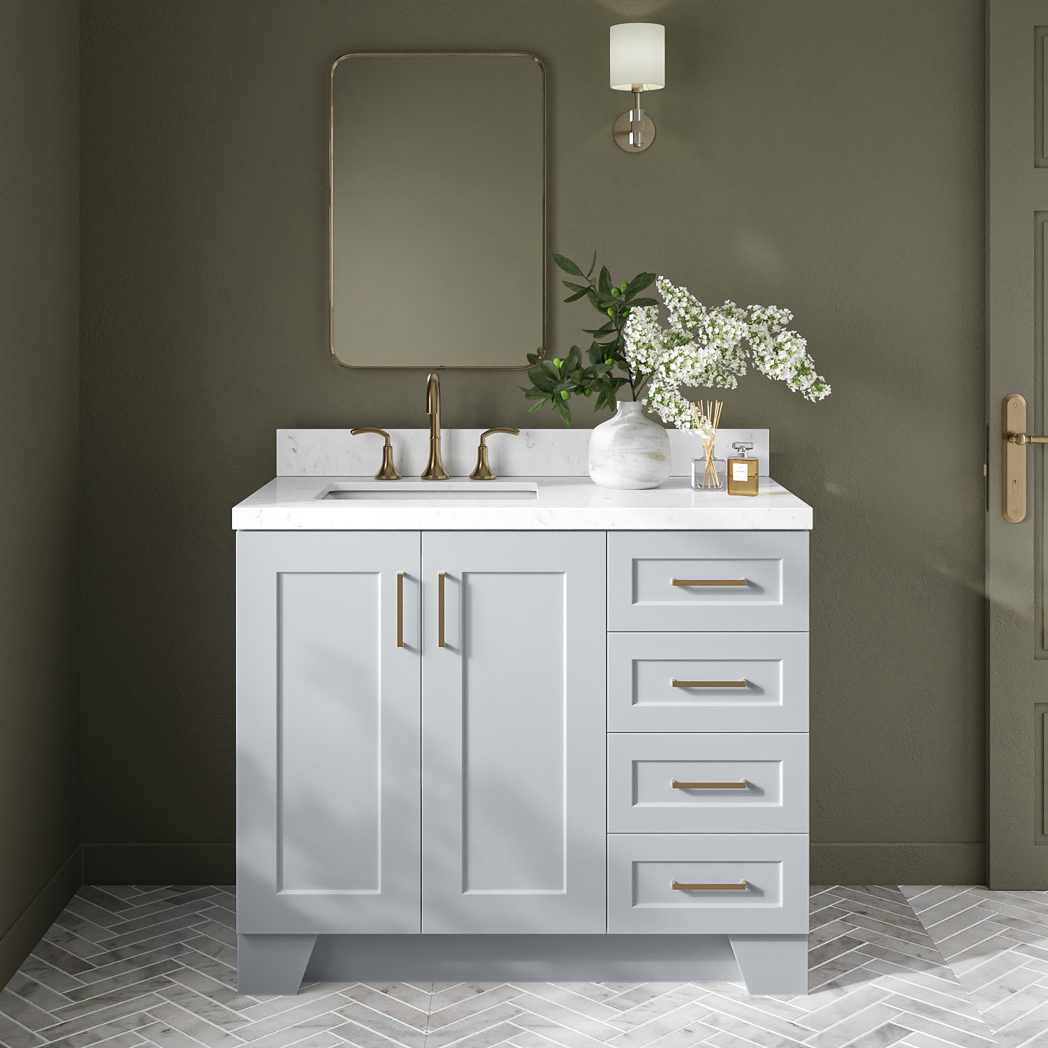 ARIEL Taylor 42-in Gray Bathroom Vanity Base Cabinet without Top in the ...