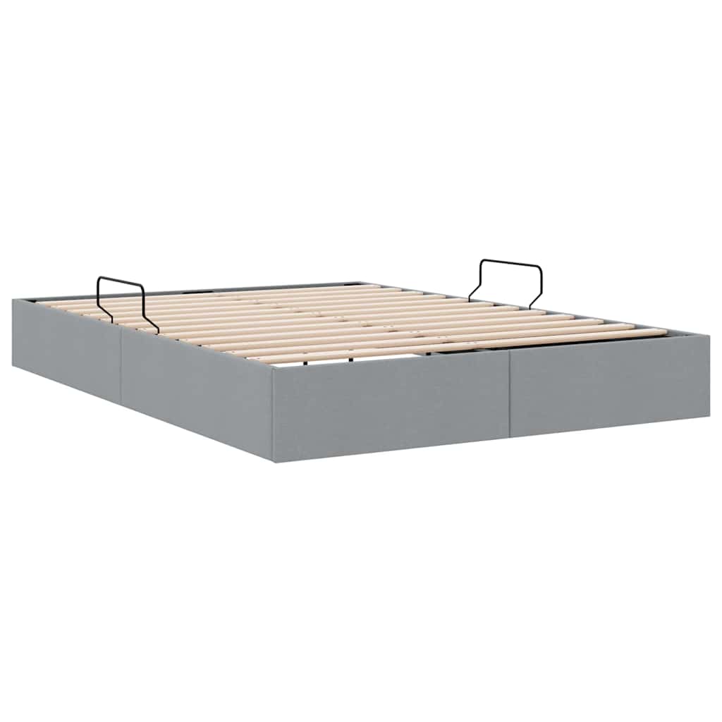 vidaXL Storage Bed with Mattress Light Grey 53.94 x 74.80 in Fabric in ...