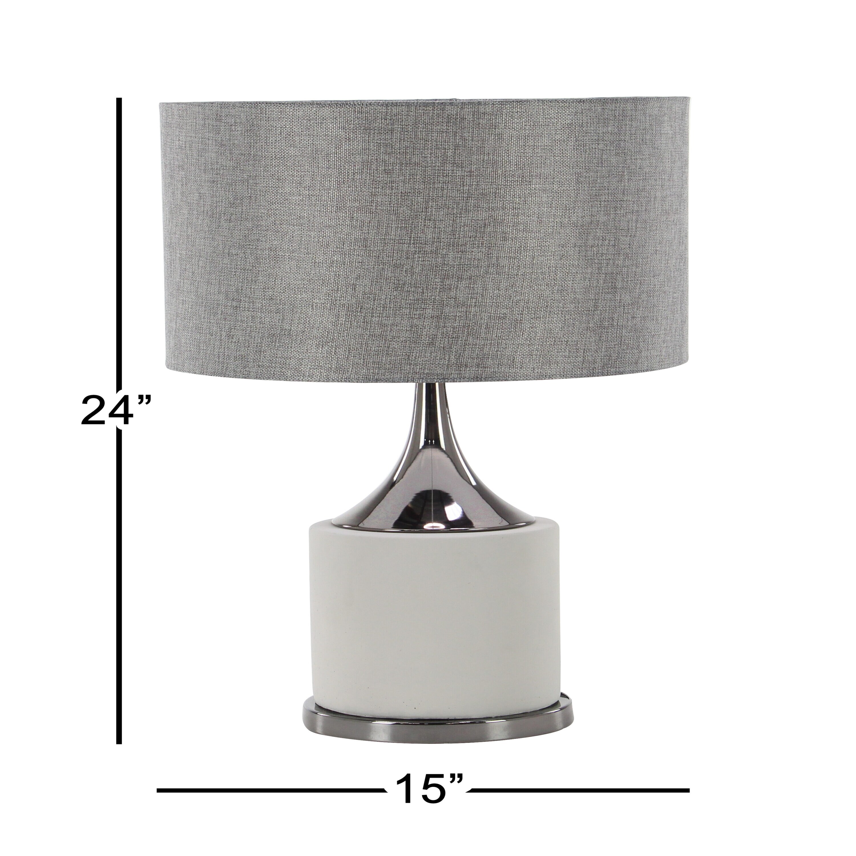 Grayson Lane 23.85-in Gray with Drum Shade LED Rotary Socket Table Lamp ...