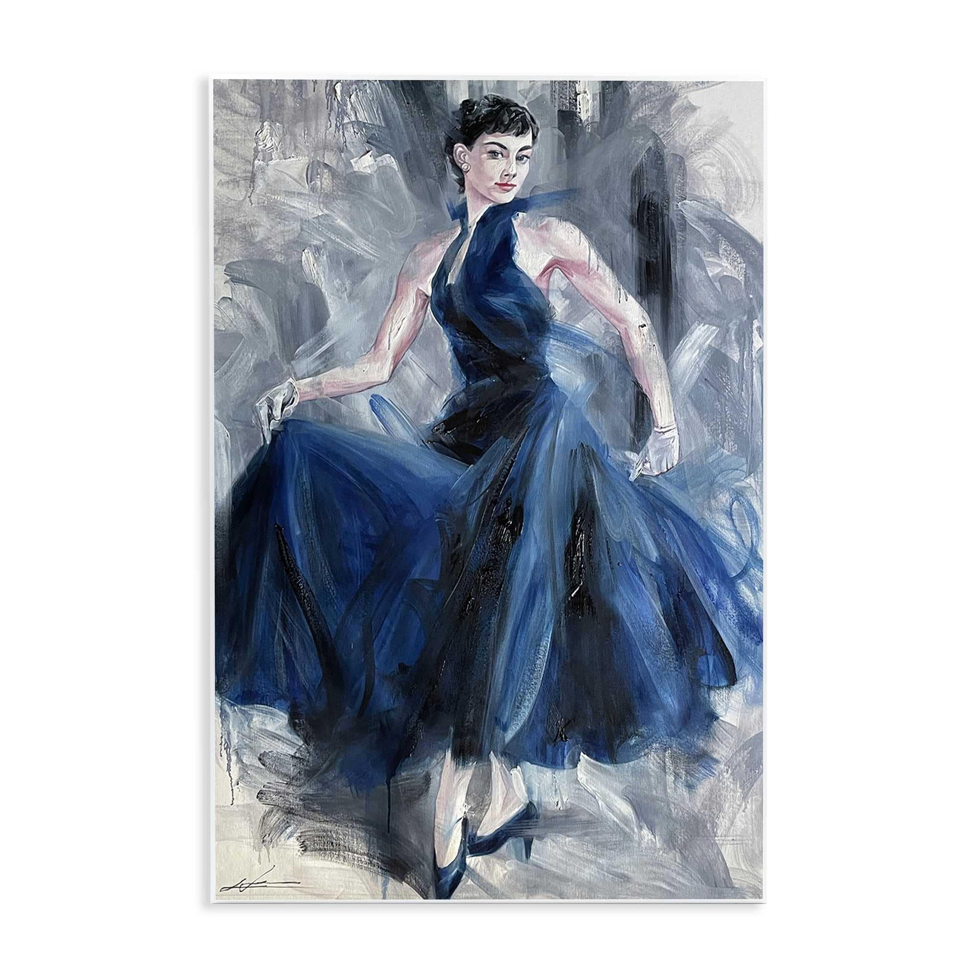 Stupell Industries Stylish Woman in Blue Dress Wall Plaque Art By ...