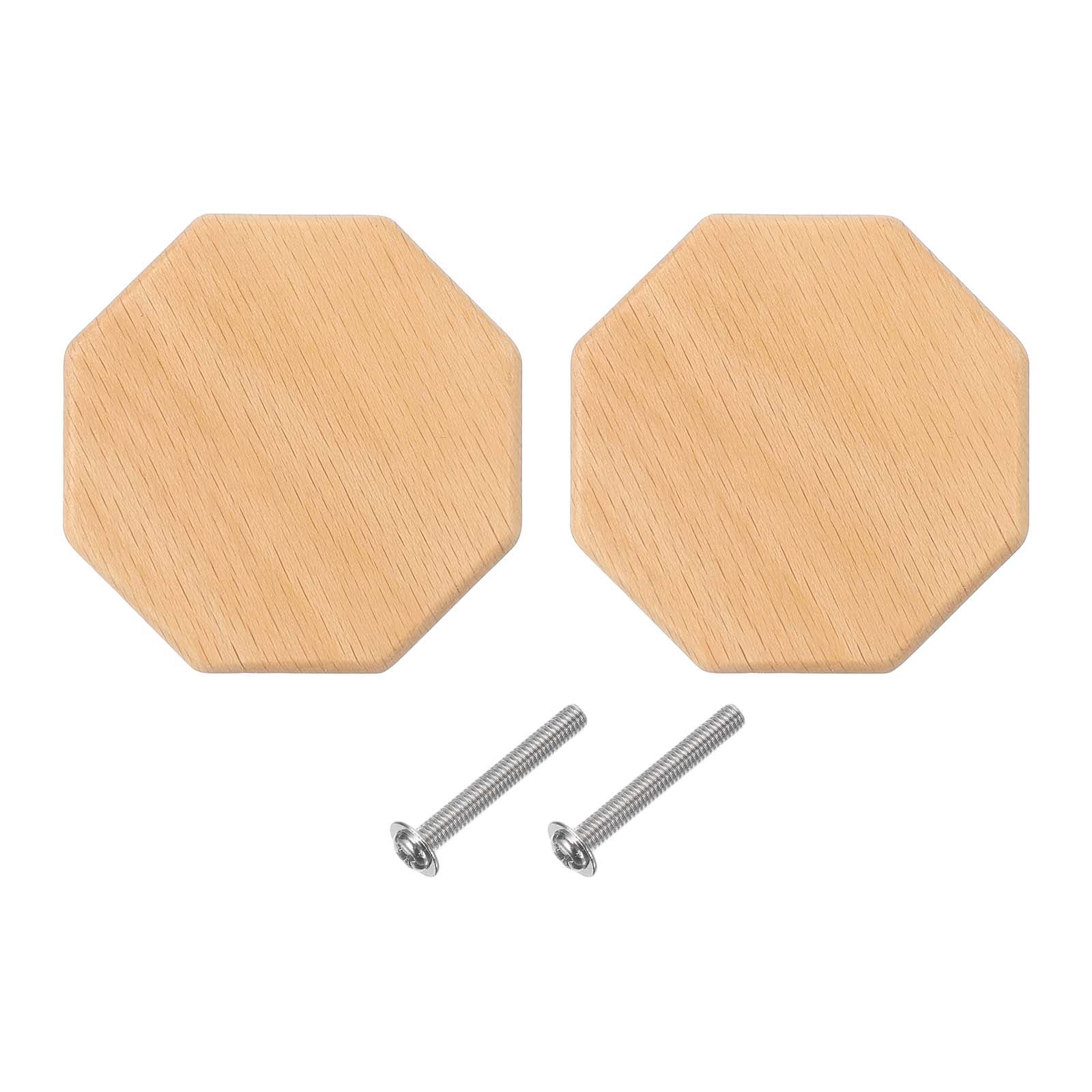 Unique Bargains 2 Pcs Beech Octagon Shape Wooden Knobs Single Hole ...