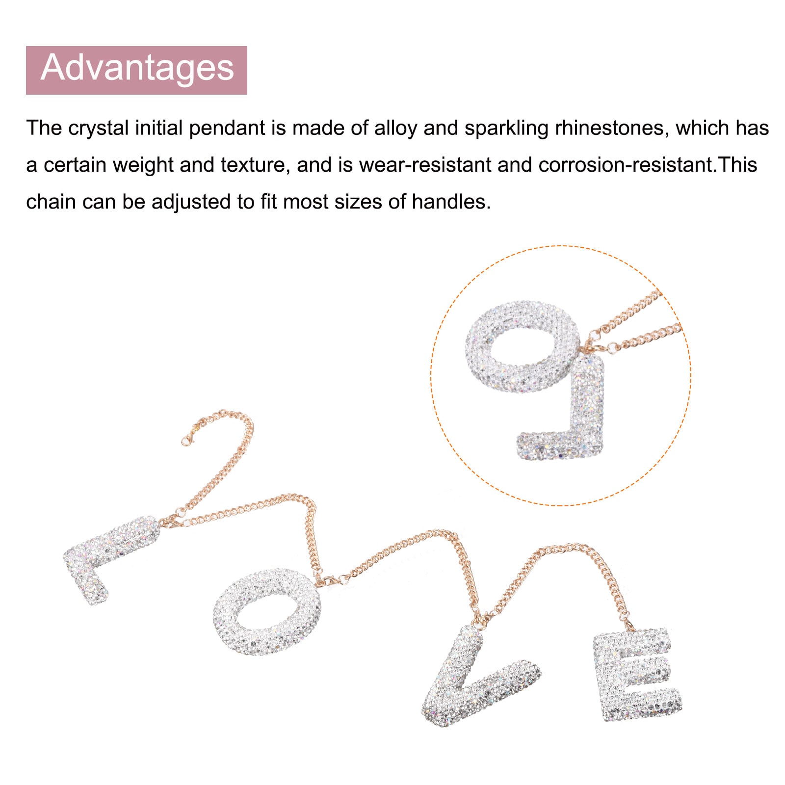 Unique Bargains Bling Car Letter Charm Initial O Letter Interior Car ...