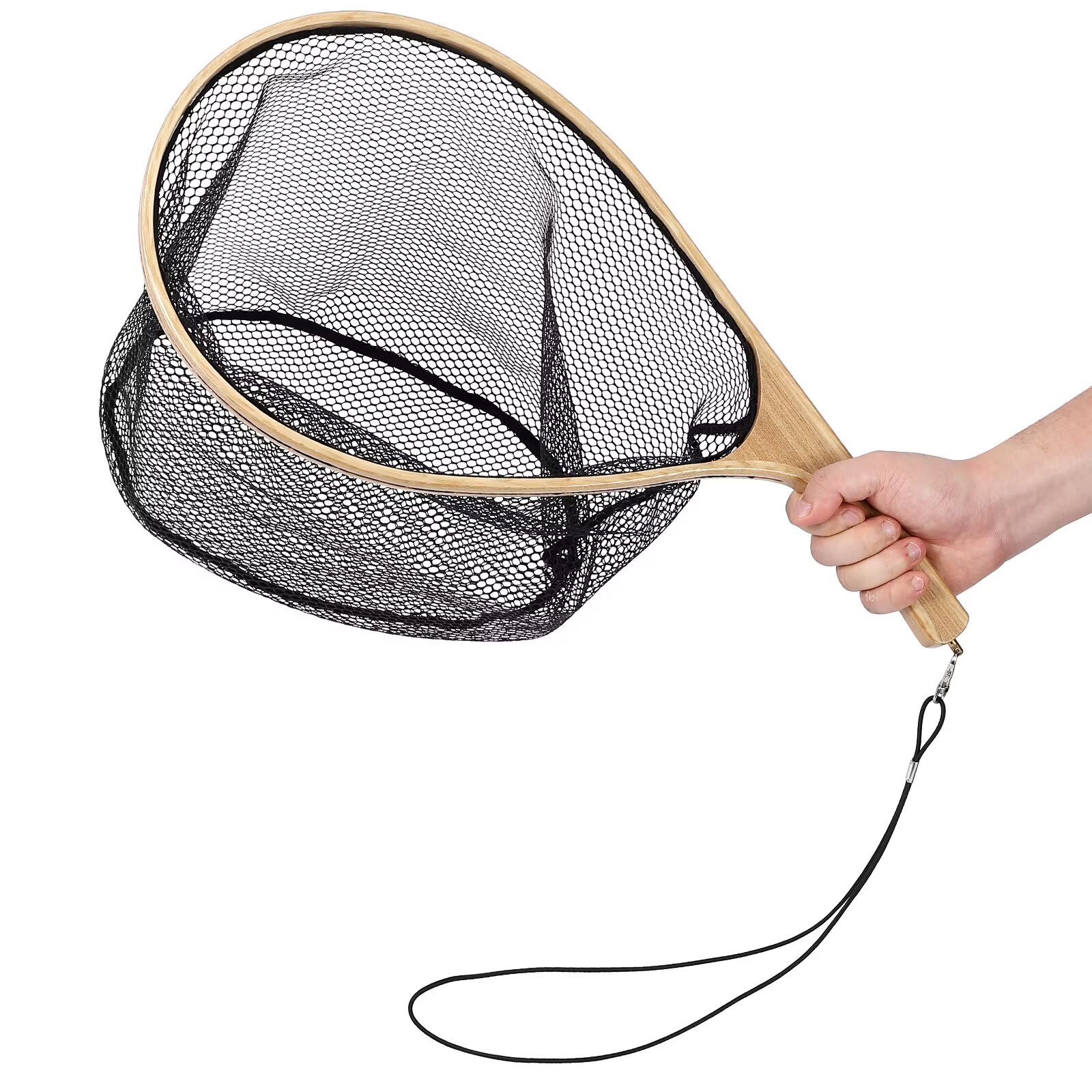 IdealHouse Wooden Frame Fly Fishing Net/ Rubber Coated Mesh with Curved ...
