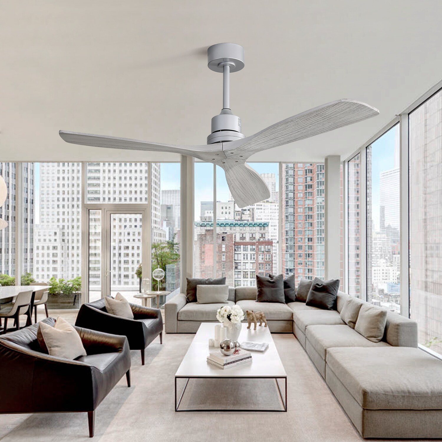 WELLFOR Ceiling Fan 52-in Matte Indoor Propeller Ceiling Fan and Remote ...