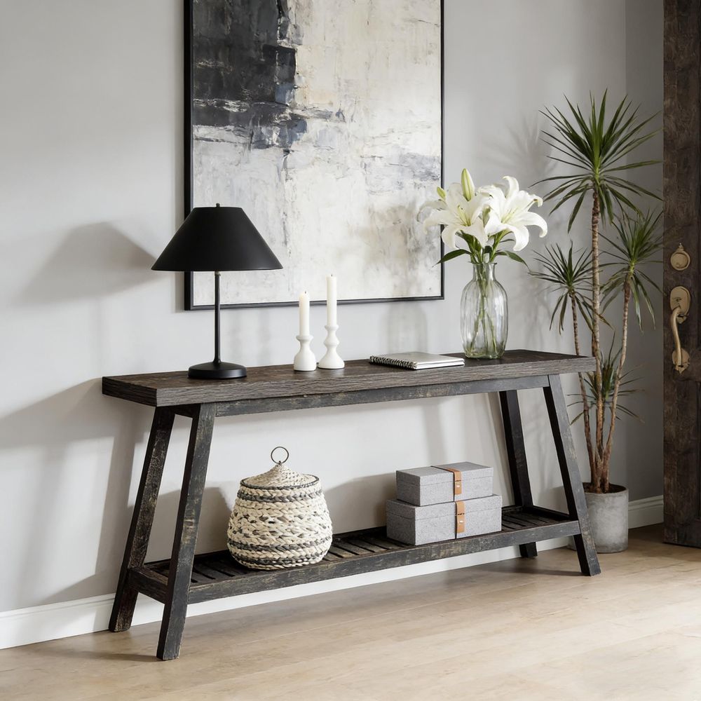 Blisstyle 2 Tier Sofa Table Console Table Side Table Farmhouse Long ...