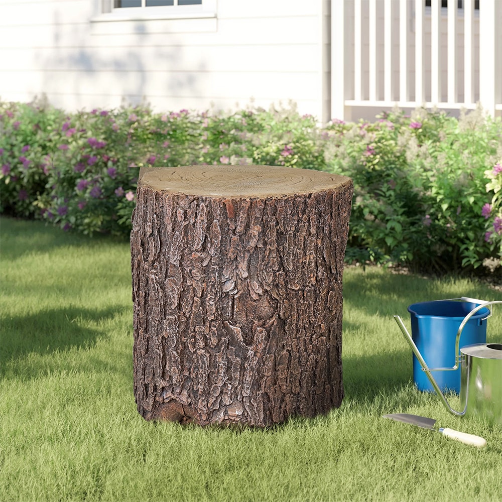SunJet Faux Oak Stump Cover for Yard Faux Wood Stump Stool Concrete End ...
