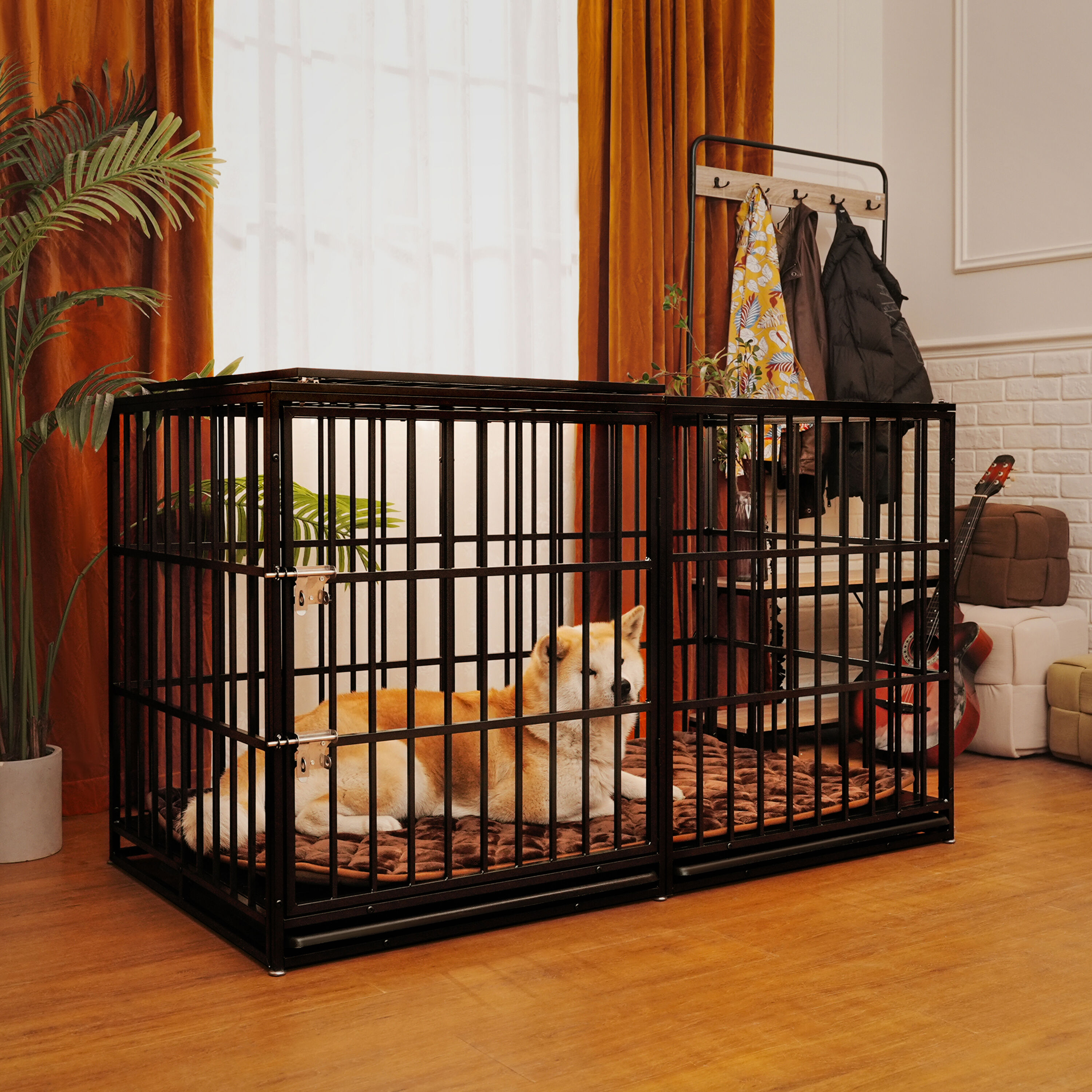 LOVMOR 61 inch Extra Large Heavy Duty Metal Dog Crate for Large Dogs in ...