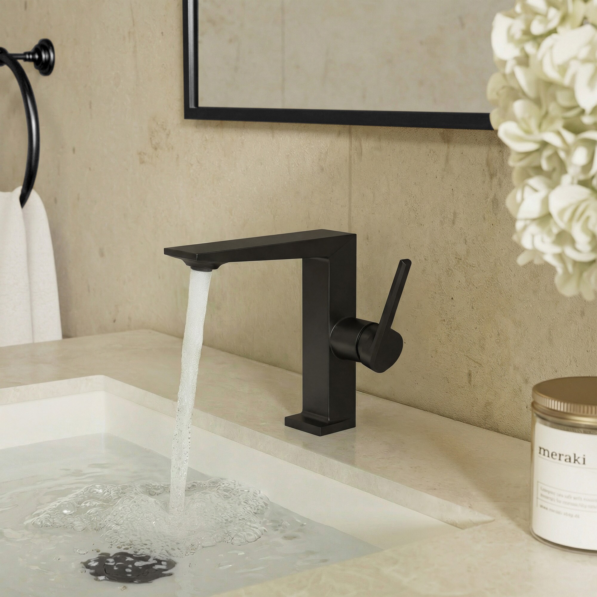 GRANDJOY Matte Black Single Handle Single Hole Bathroom Sink Faucet ...