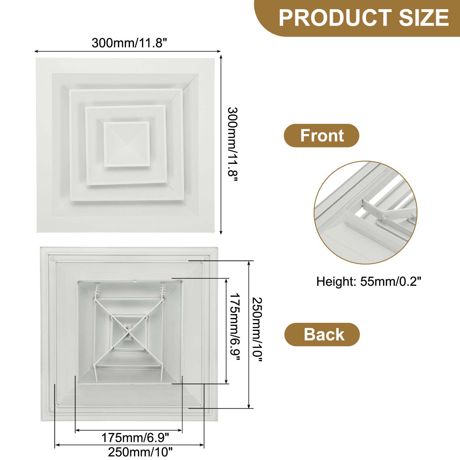 PATIKIL 7x7 Inch Square Ceiling Diffuser Aluminum Square Vent Cover ...