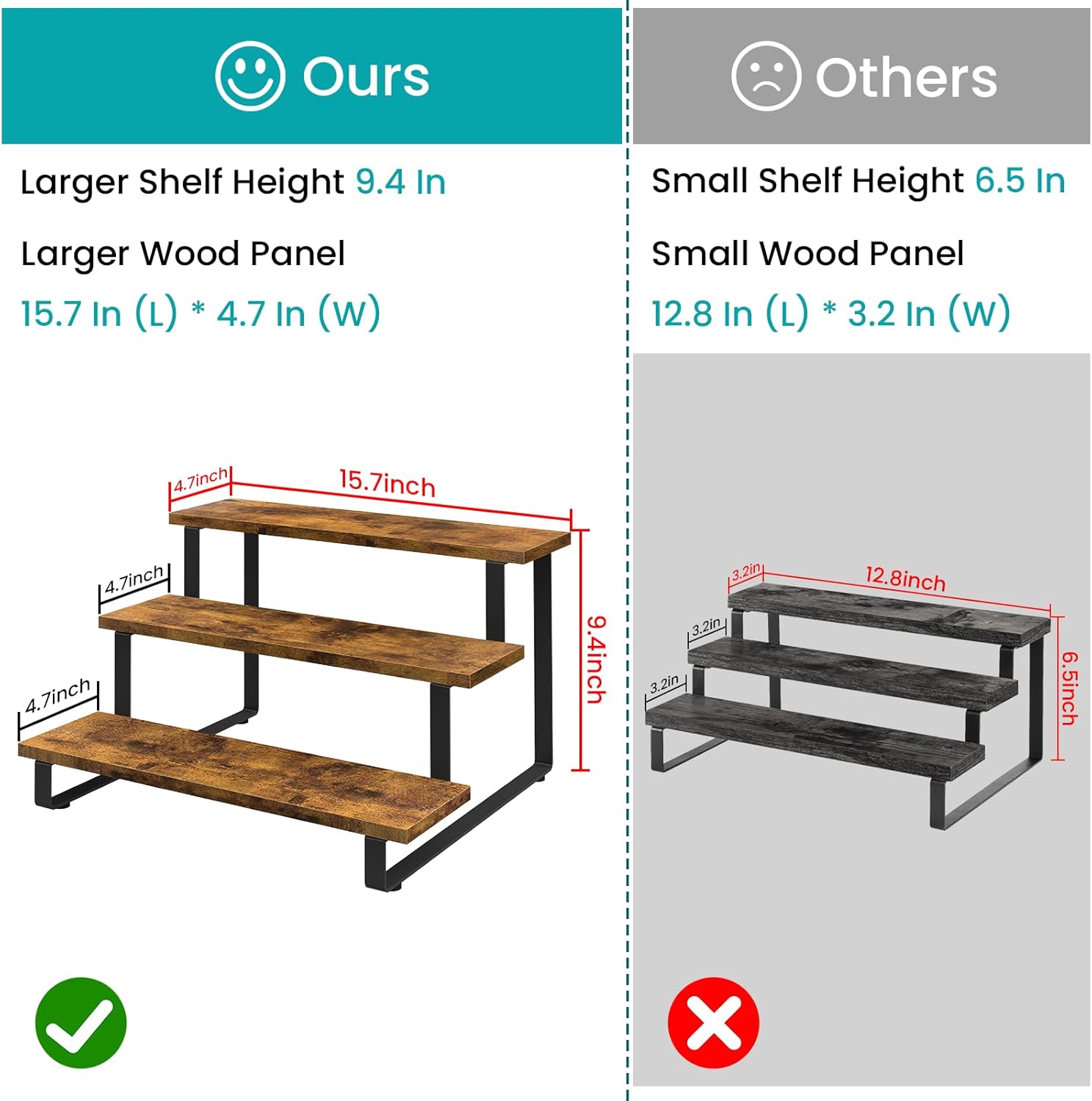 ELITEROO 3 Tier Wooden Display Rack Portable Products Display Stand 3 ...