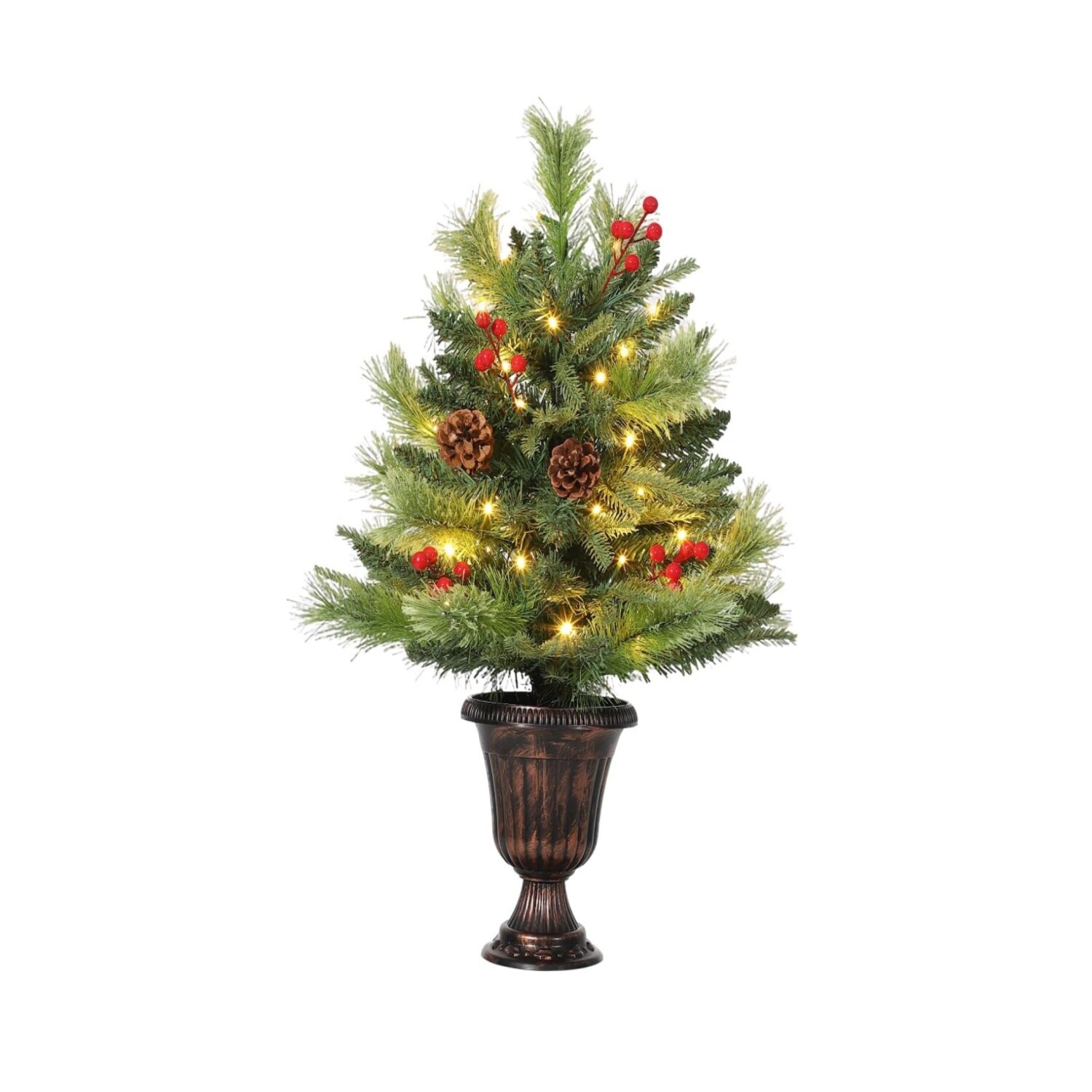 Garvee 2 Ft Tabletop Christmas Tree Artificial Mini Xmas Tree with Pine ...