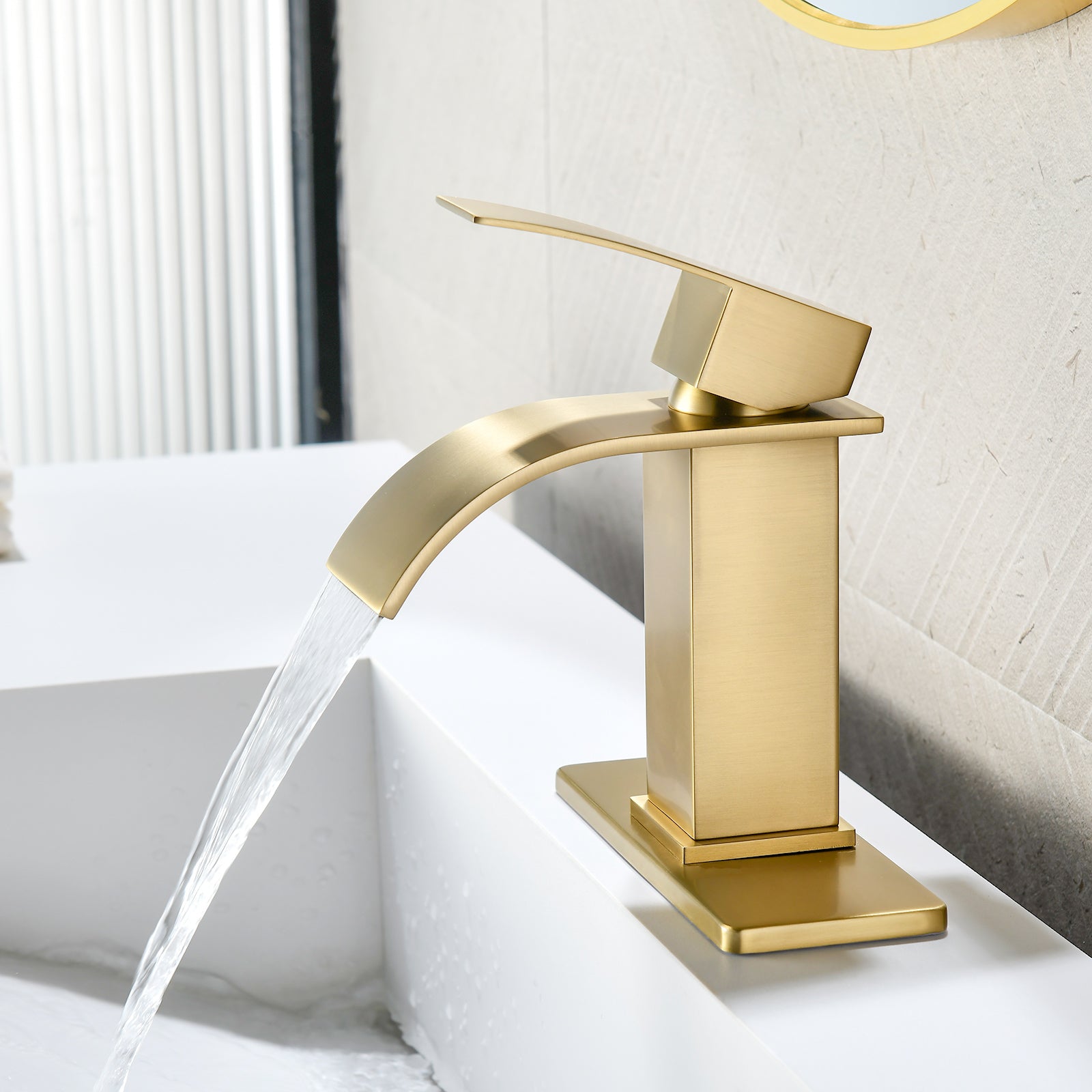 Boyel Living Brushed Gold Faucet SUS304 Waterfall Spout cUPC Cartridge ...