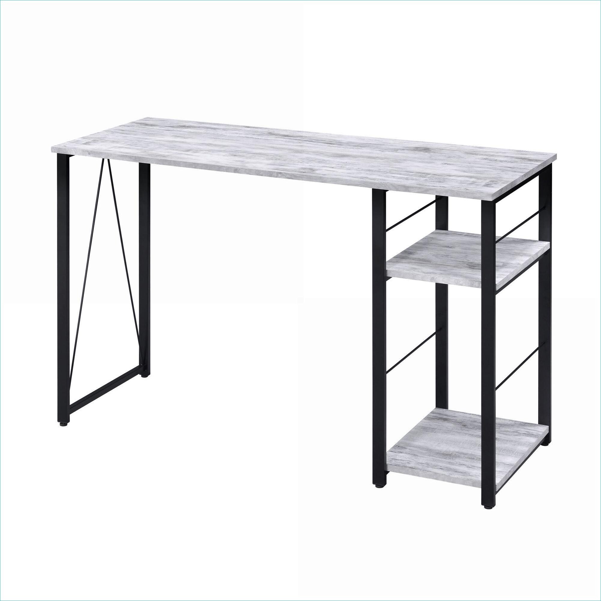 Watnature Storage-Focused 2-Shelf Writing Desk Wood and Metal Neutral ...