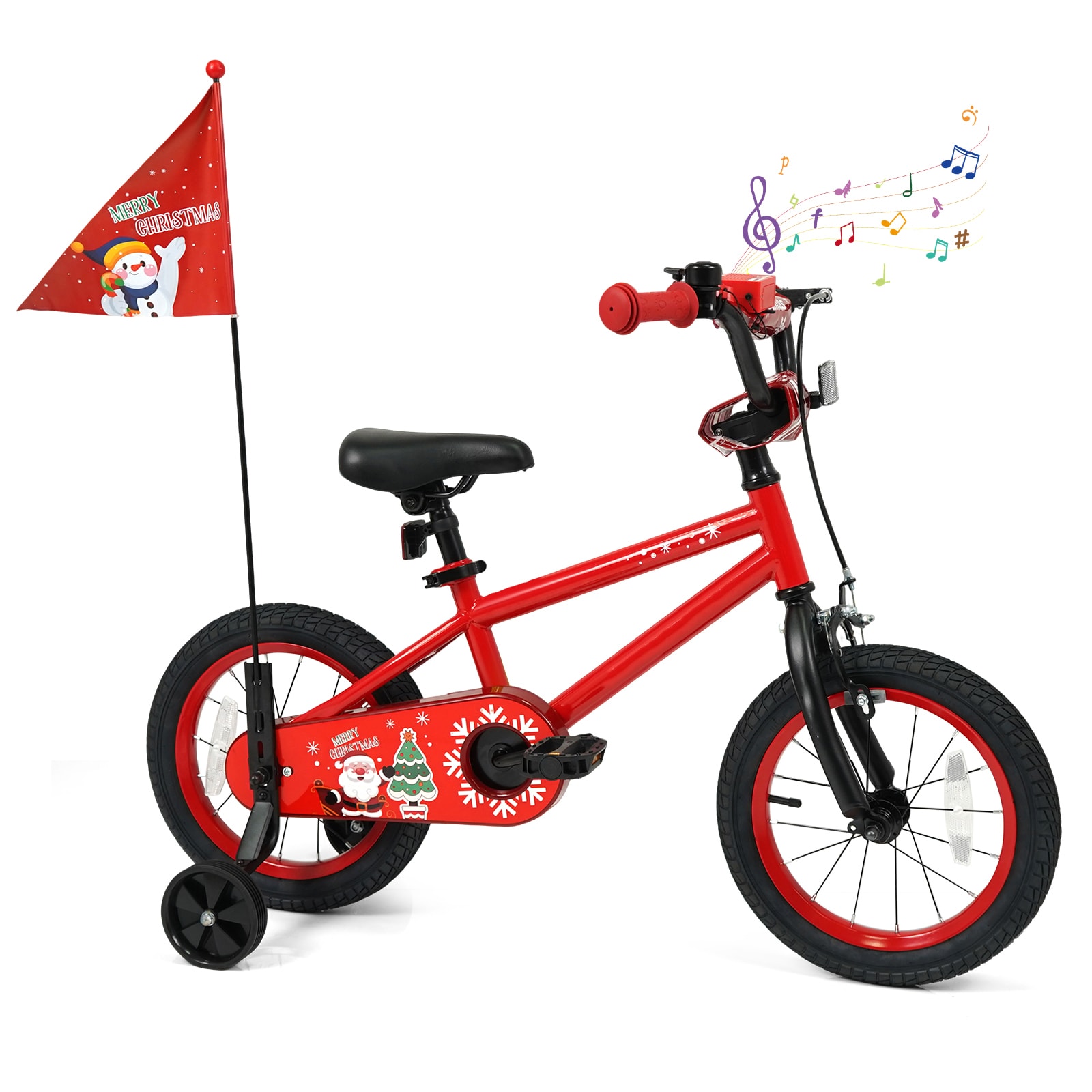 Slickblue Adjustable Kids Bike with Training Wheels Triple Brakes and ...