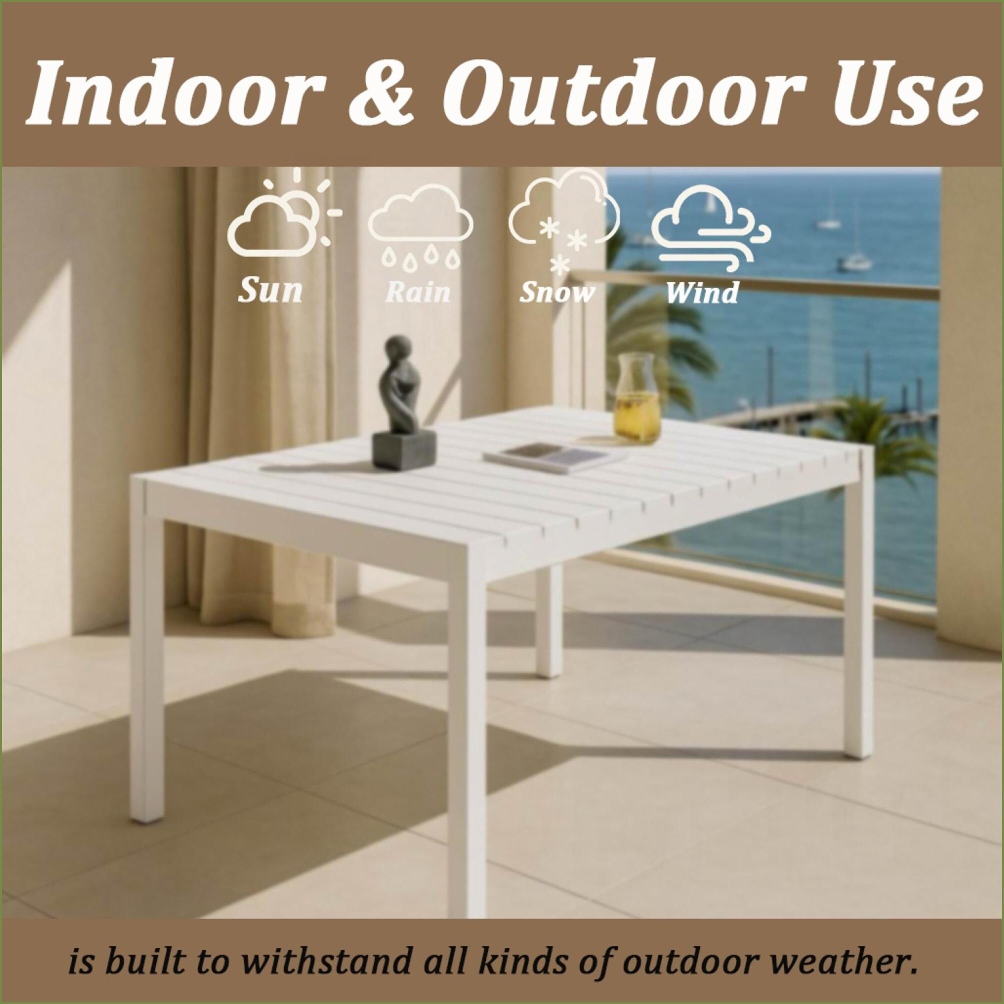 Watnature Patio Sets4 Sage Green Modern Lounge Chairs and 1 Snow White ...