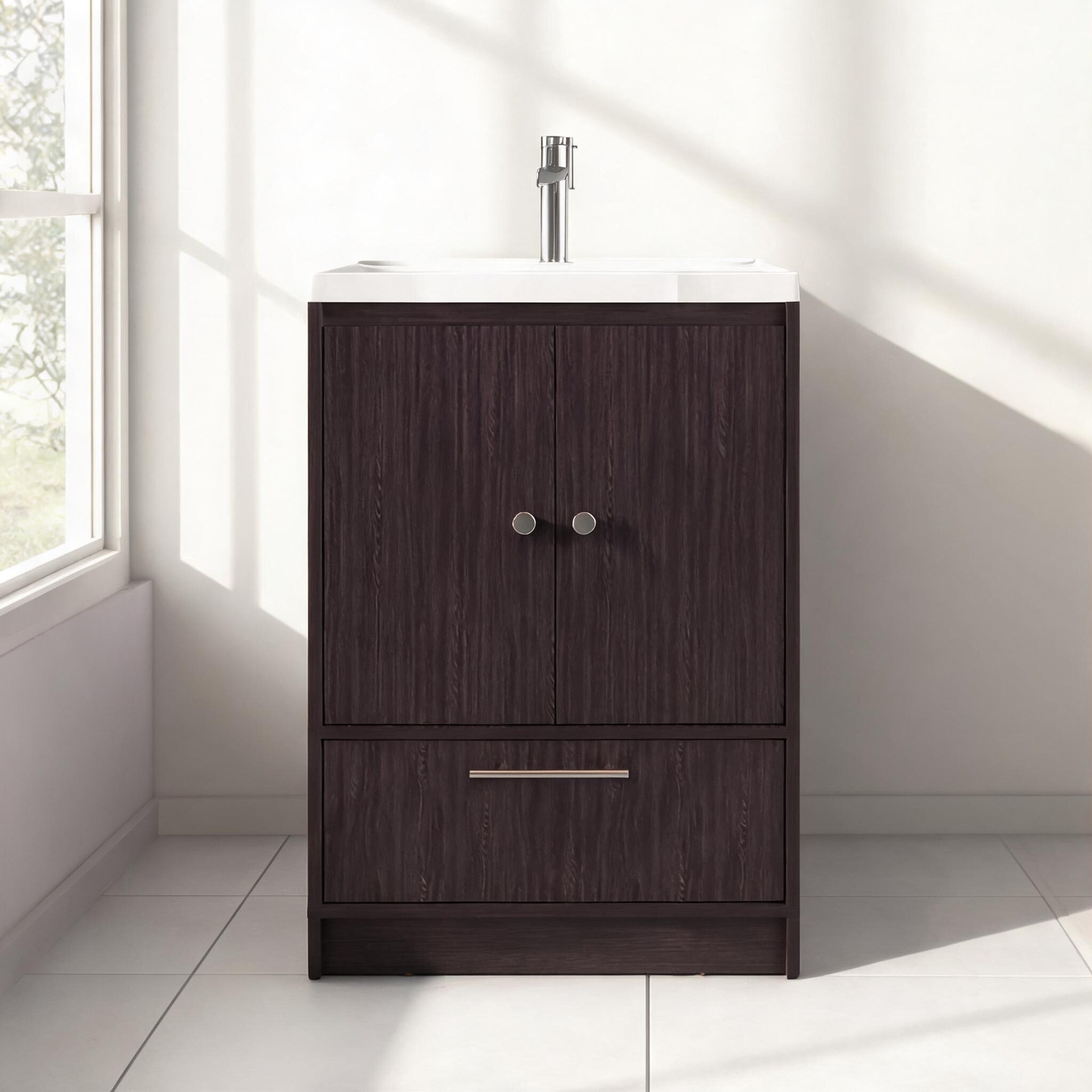 Watnature Compact Freestanding Bathroom Vanity with Sink Two-Door ...