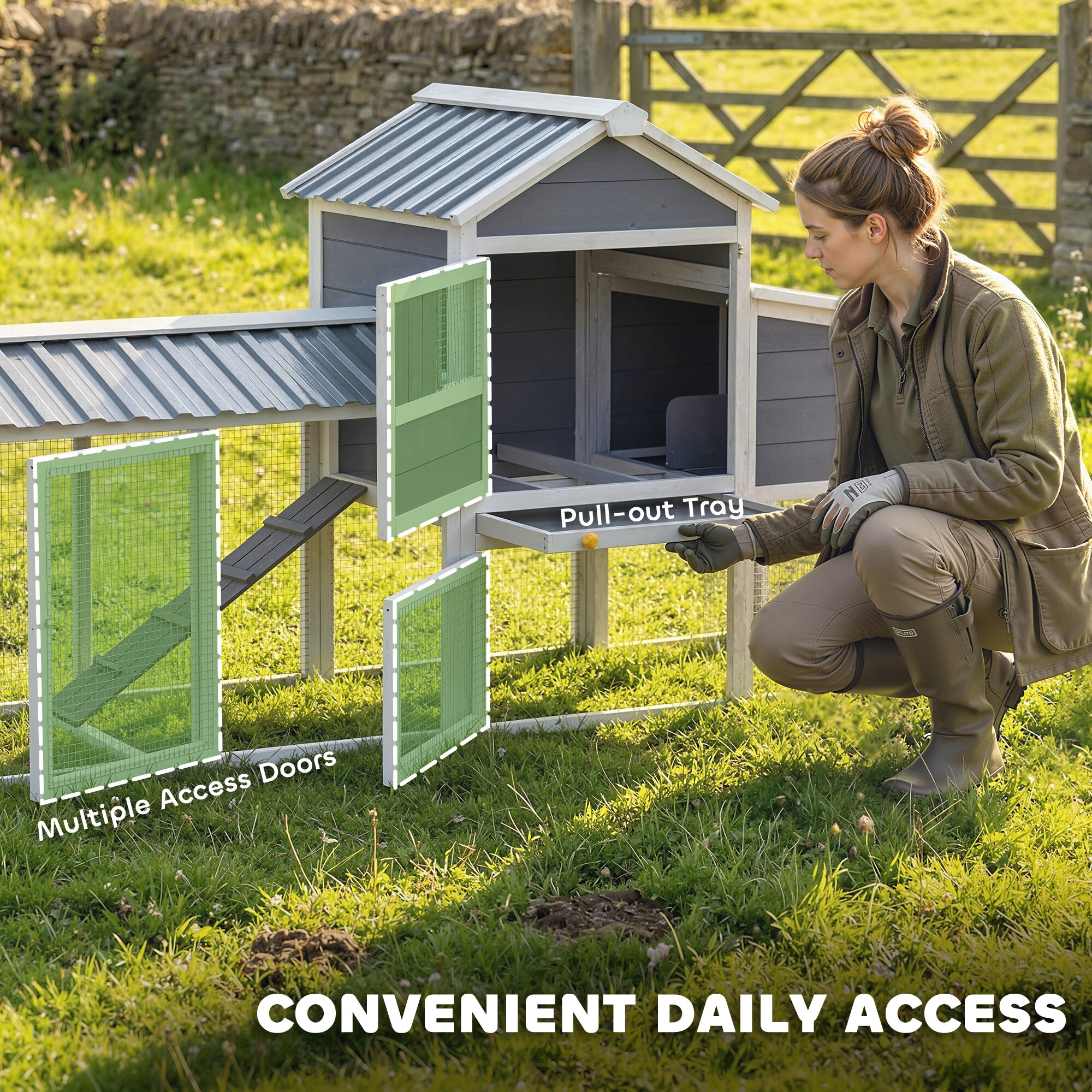 Tinyhomie Wheeled Mobile Wooden Chicken House Run Nesting Box Tray Ramp ...