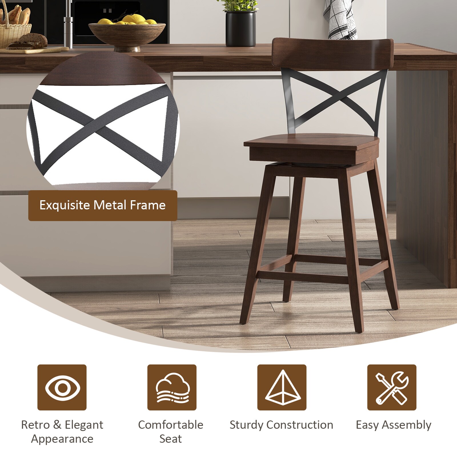 Iseryn Brown 24-in H Counter height Wood Bar Stool in the Bar Stools ...