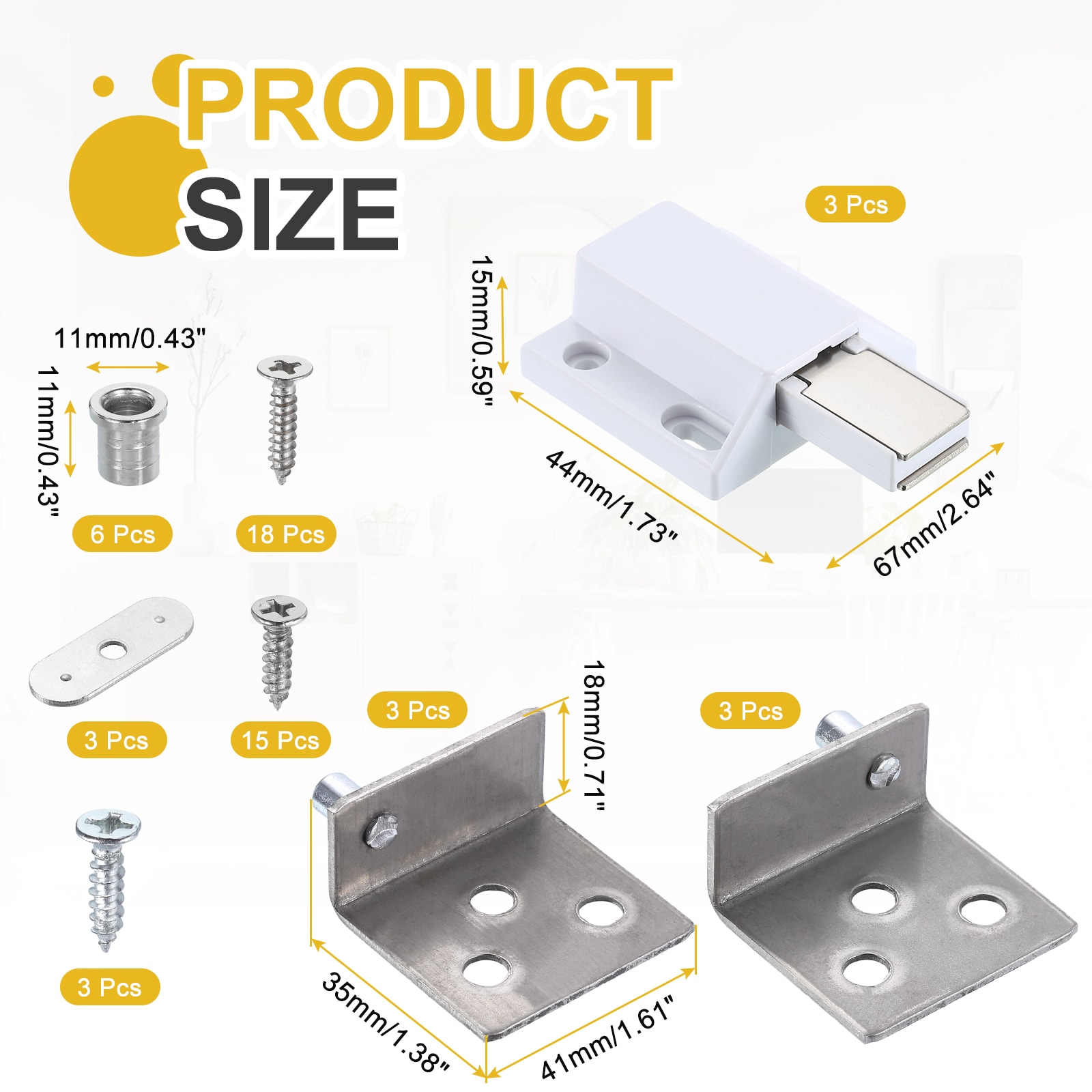 Unique Bargains 3Set Pivot Hinge 35 x 41 mm Heavy Duty Concealed Shaft ...