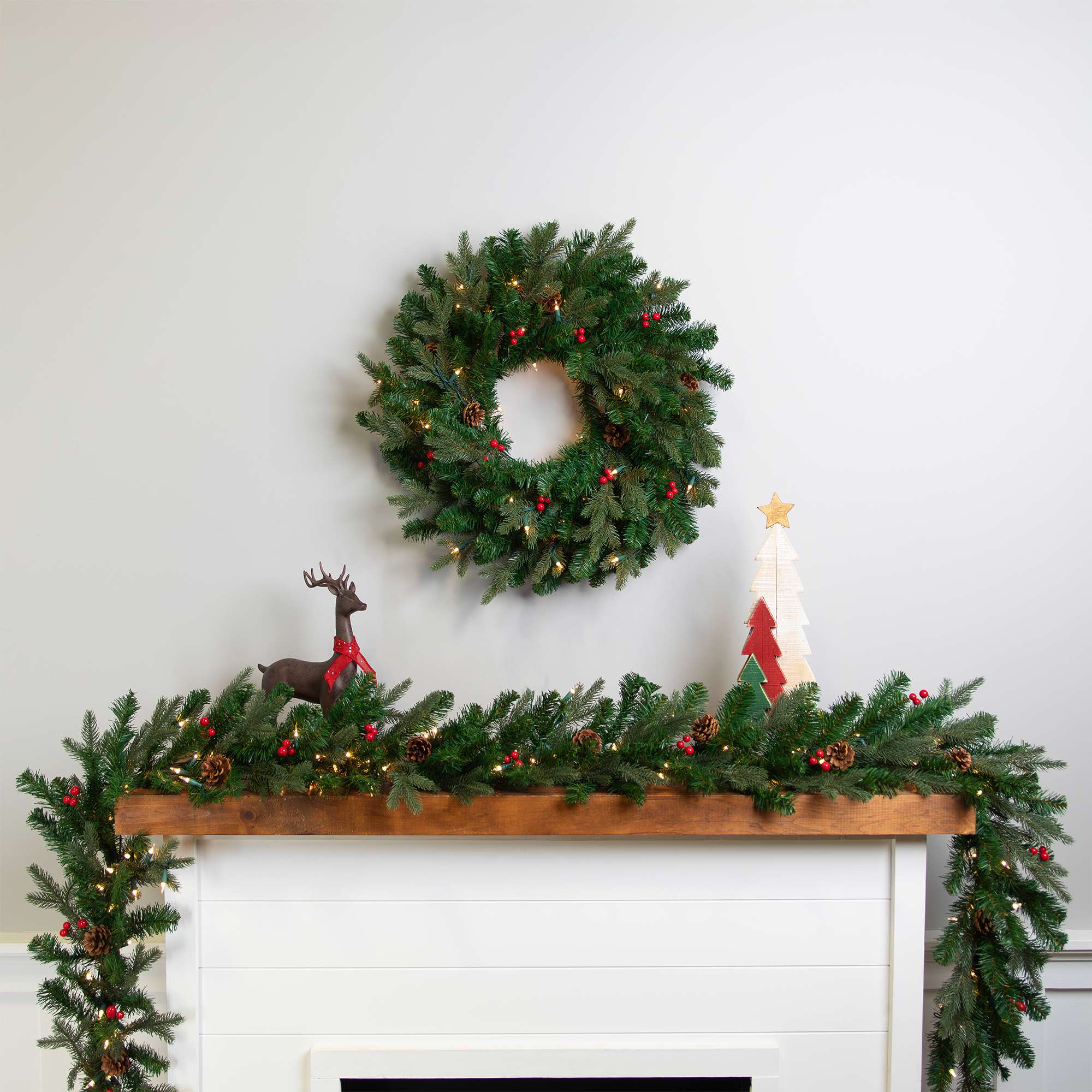 Northlight Real Touch Pre-Lit Mixed Noble Spruce Garland - 9 feet x 14 ...