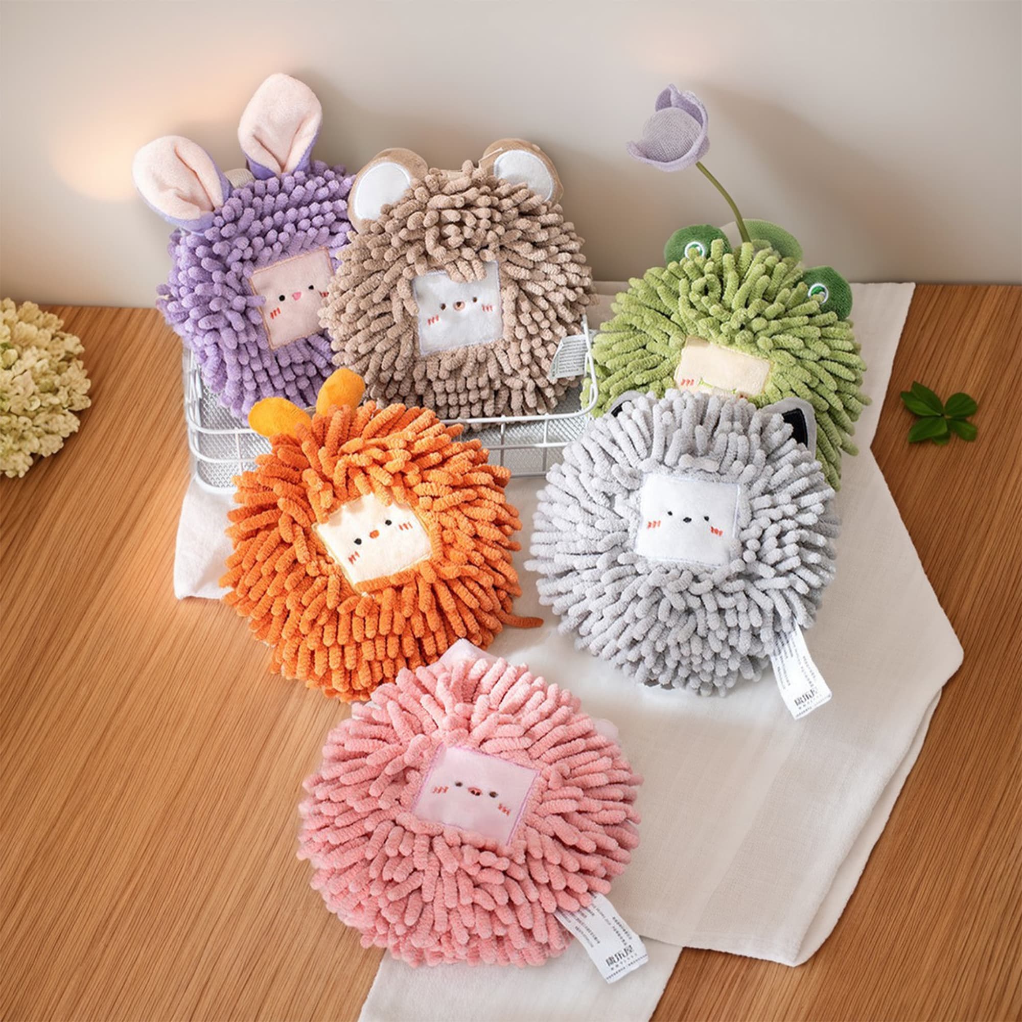 Unique Bargains 1pc Chenille Fuzzy Ball Hand Towels Cute Decorative ...