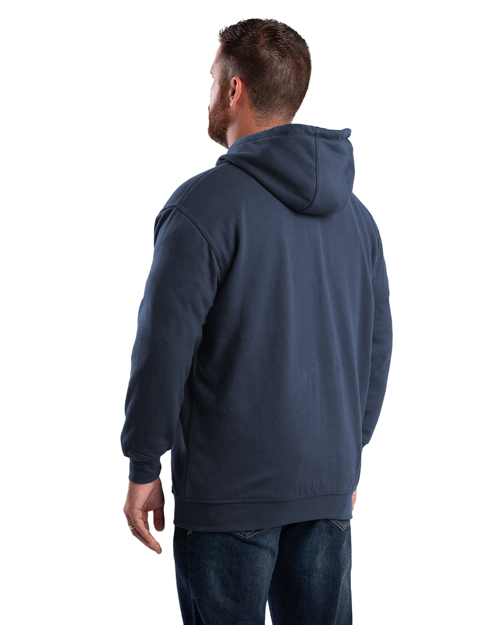 BERNE APPAREL Men's Navy Fleece Hooded Insulated Work Jacket (5Xl Long ...