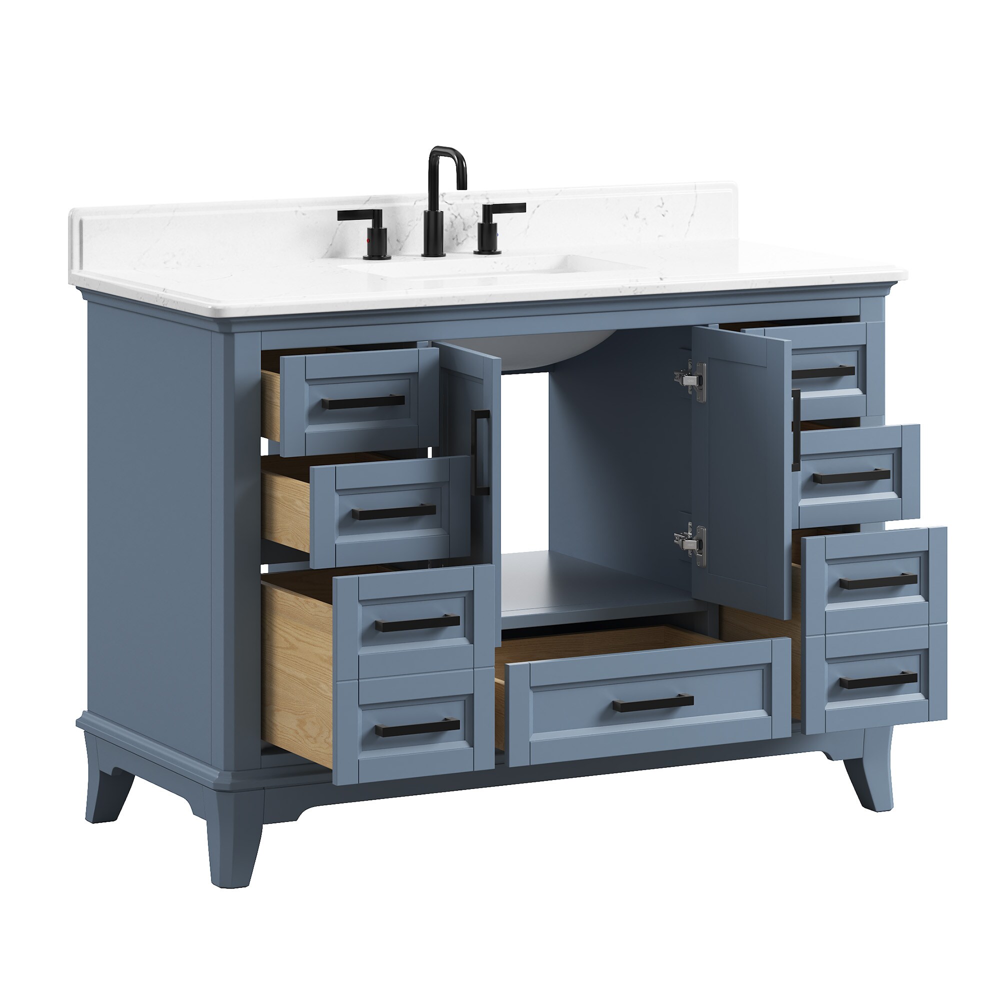 DELUXE LIVING Rawsonville 49-in Blue Undermount Single Sink Bathroom ...
