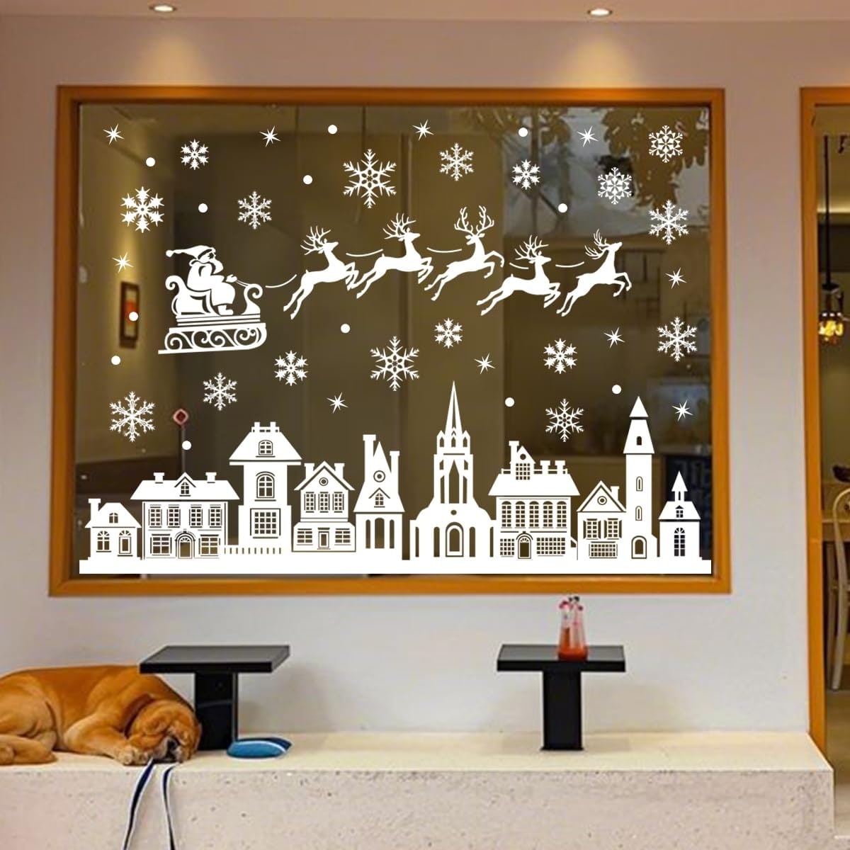 LAIFUCAM Christmas Window Stickers 9 Sheet Double Sided White Snowflake ...
