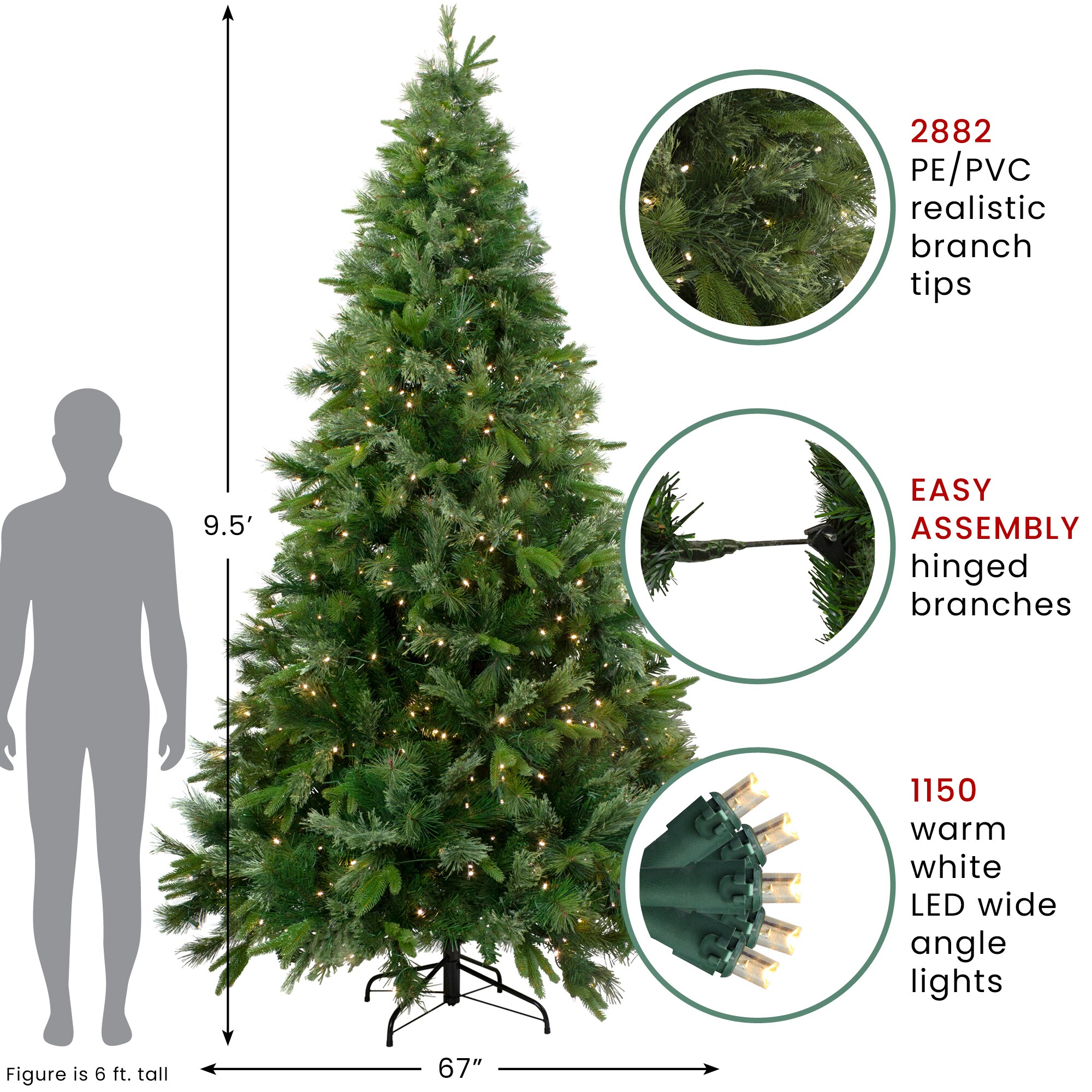Northlight 9.5-ft Cashmere Pine Pre-lit Artificial Christmas Tree with ...