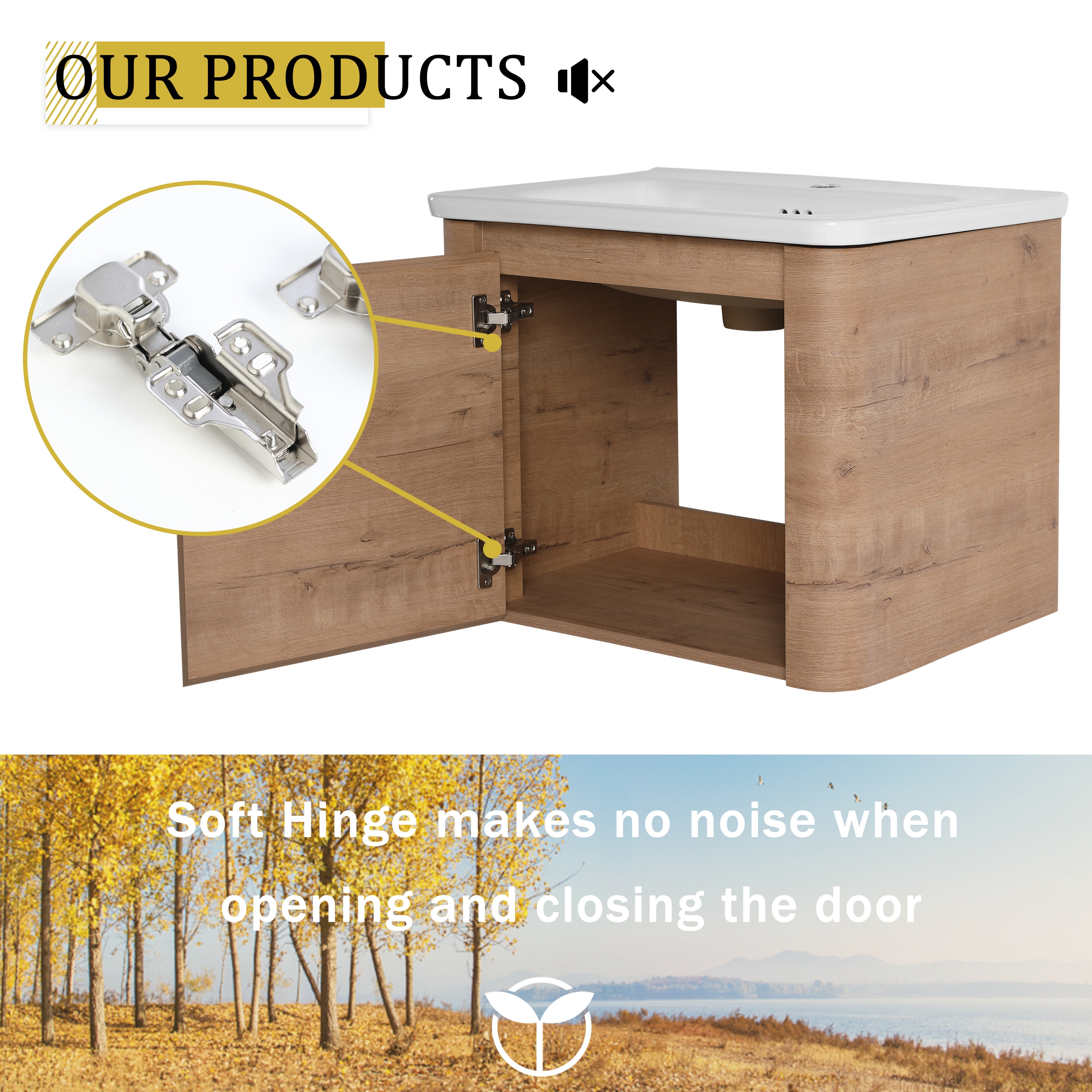 Tatayosi 24inches Wall-Mounted Bathroom Vanity with White Ceramic Sink ...