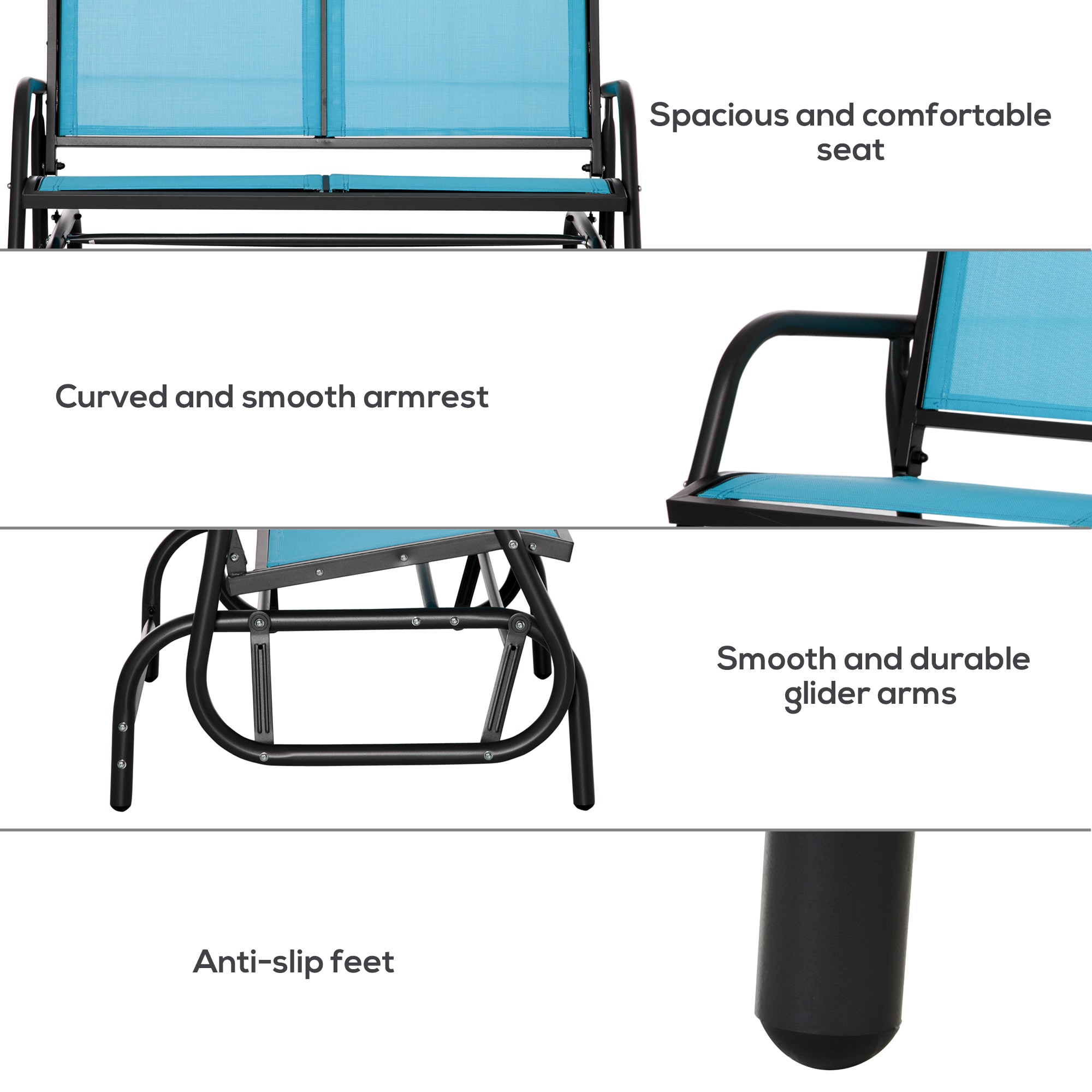 Outsunny 2Person Outdoor Glider Bench Patio Double Swing Rocking Chair ...