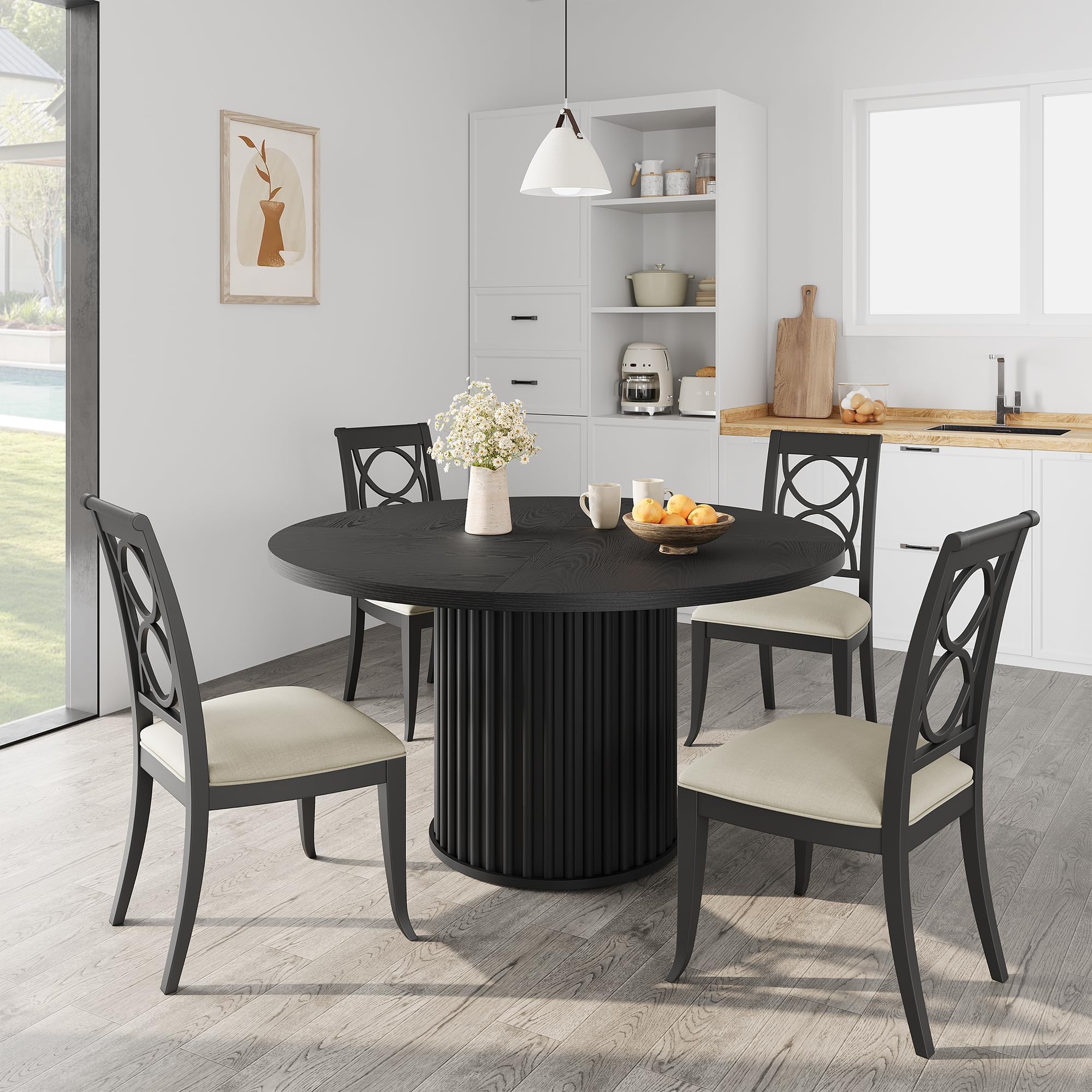 Garvee 47 Inch Round Industrial Dining Table For 4-6 People Sturdy ...