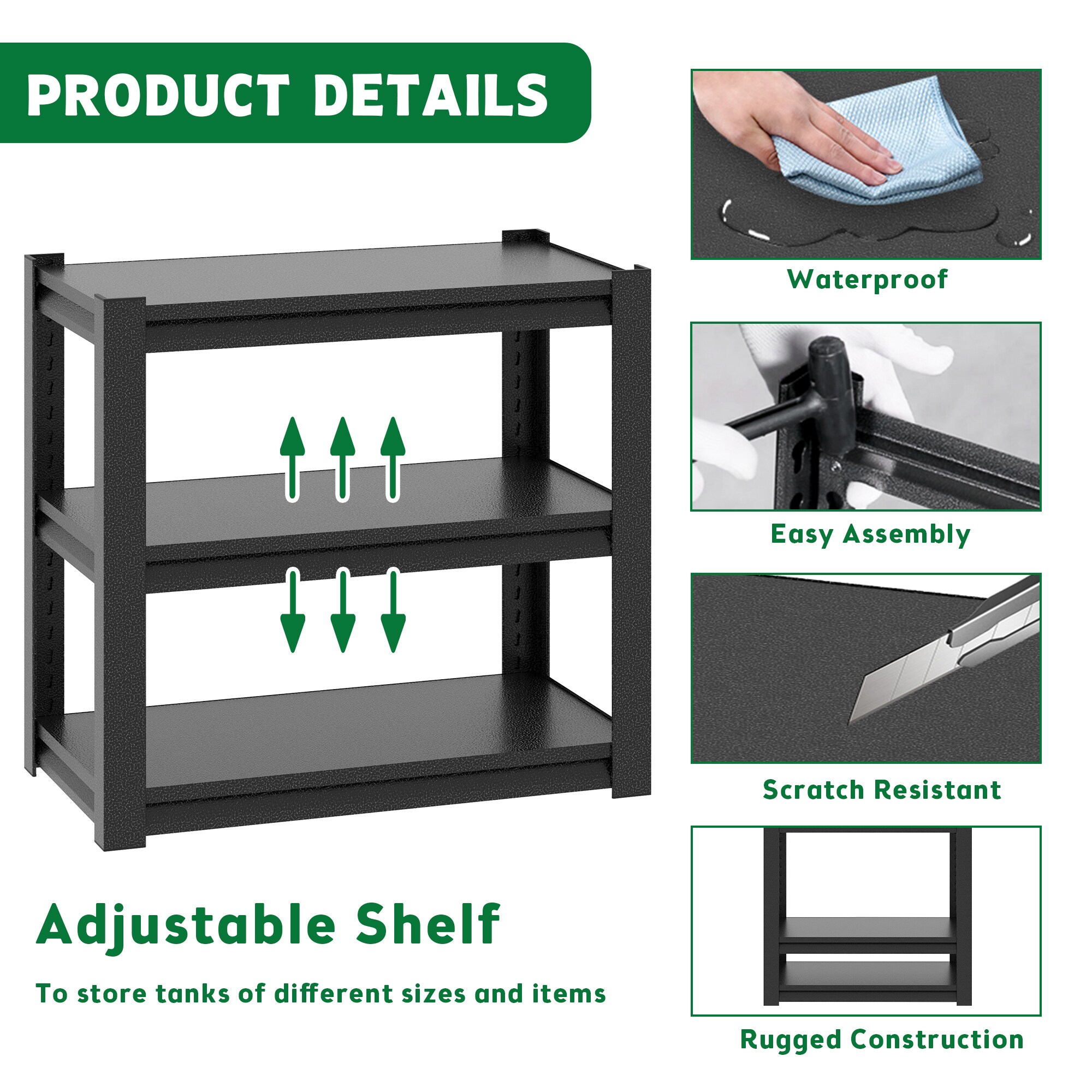 Wooakway Metal Aquarium Stand 20-30 Gallon Heavy Duty 3-Tier Fish Tank ...