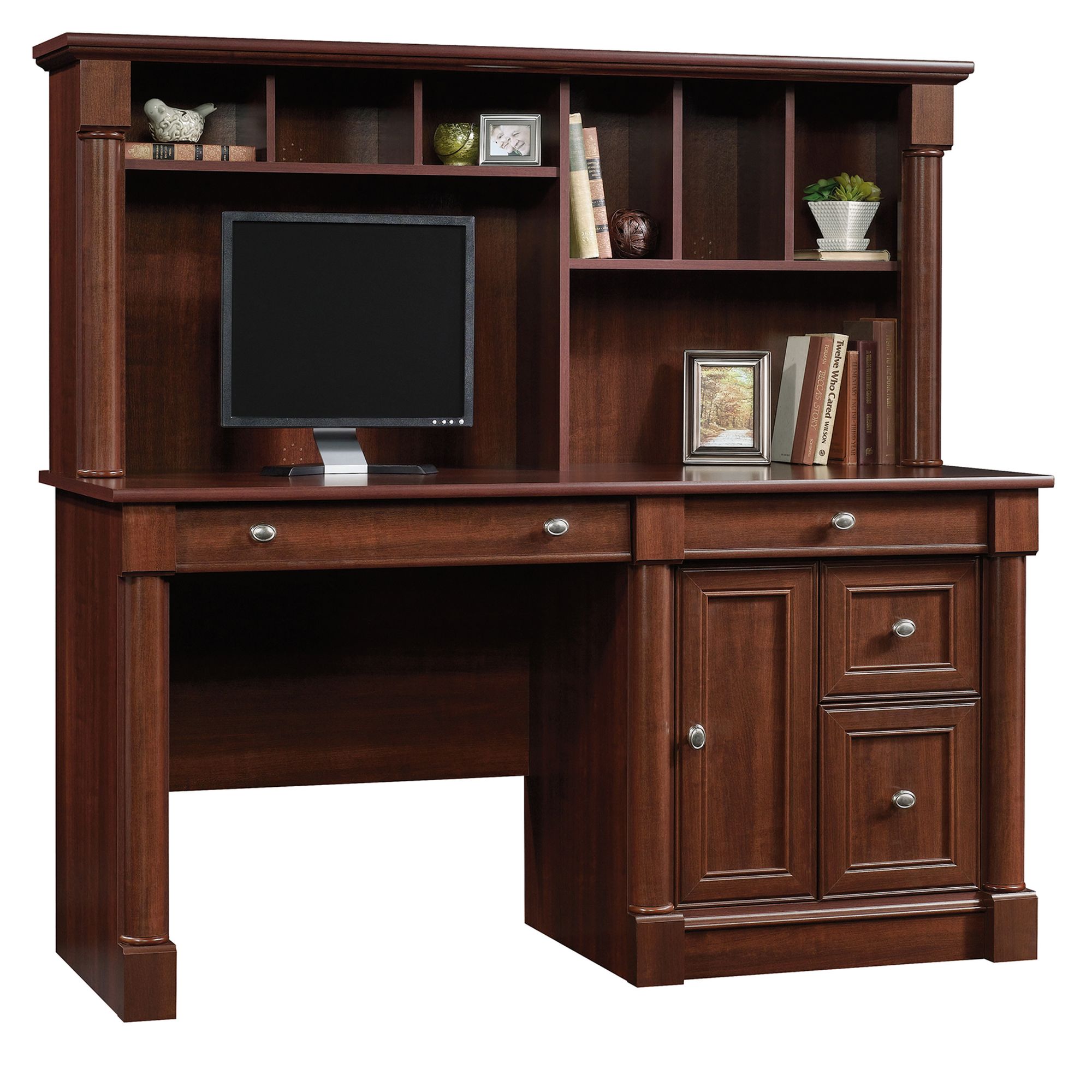 Sauder Palladia Computer Desk with Hutch Select Cherry finish in the ...