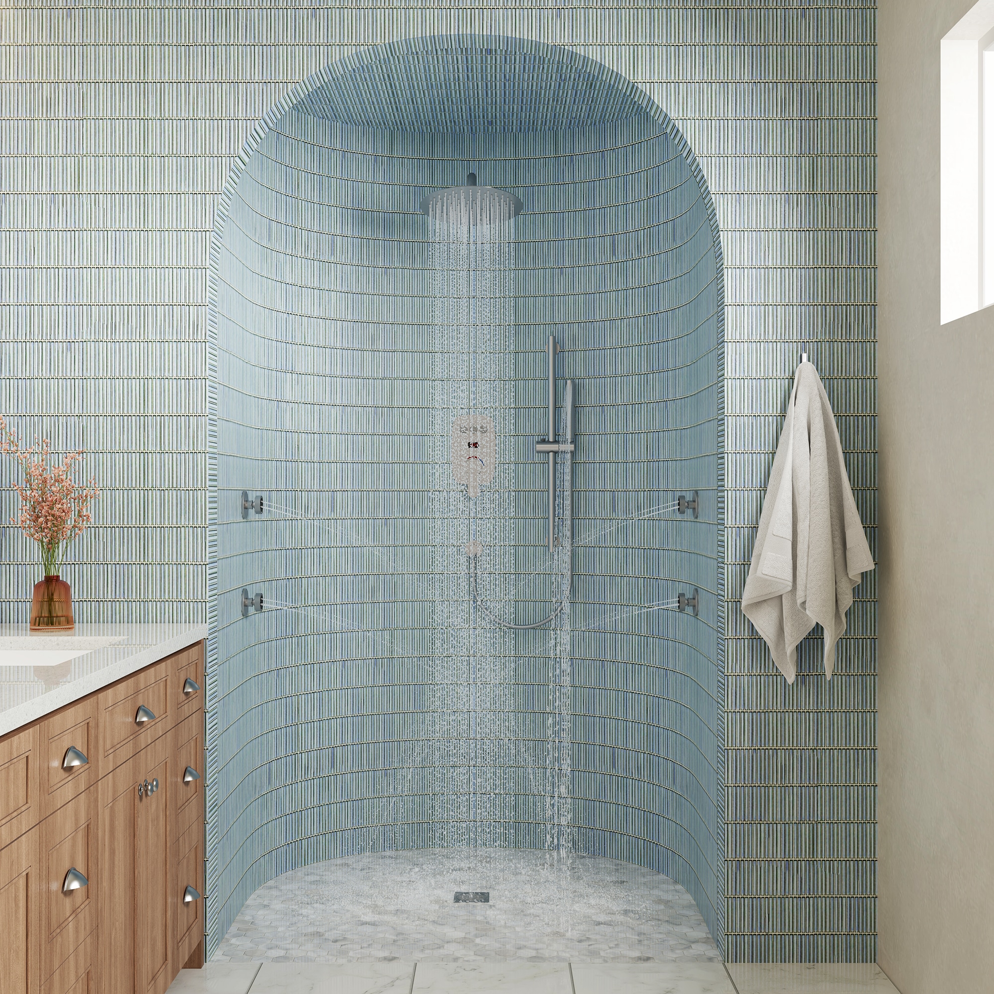 CASAINC 3-Function Digital Display Shower System with Anti-Scald Valve ...