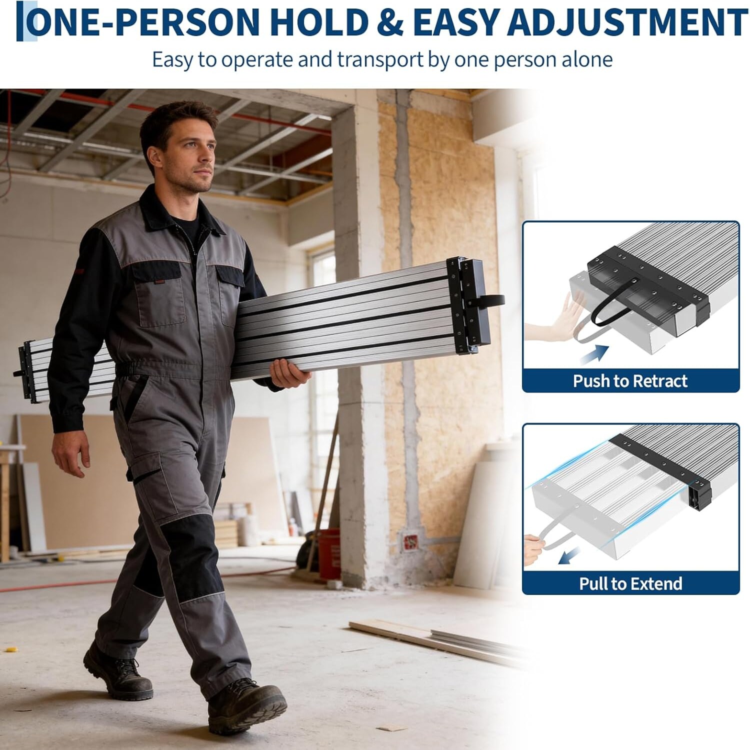 Garvee Aluminum Telescoping Work Plank with Anti-Slip Texture 8 to 13 ...