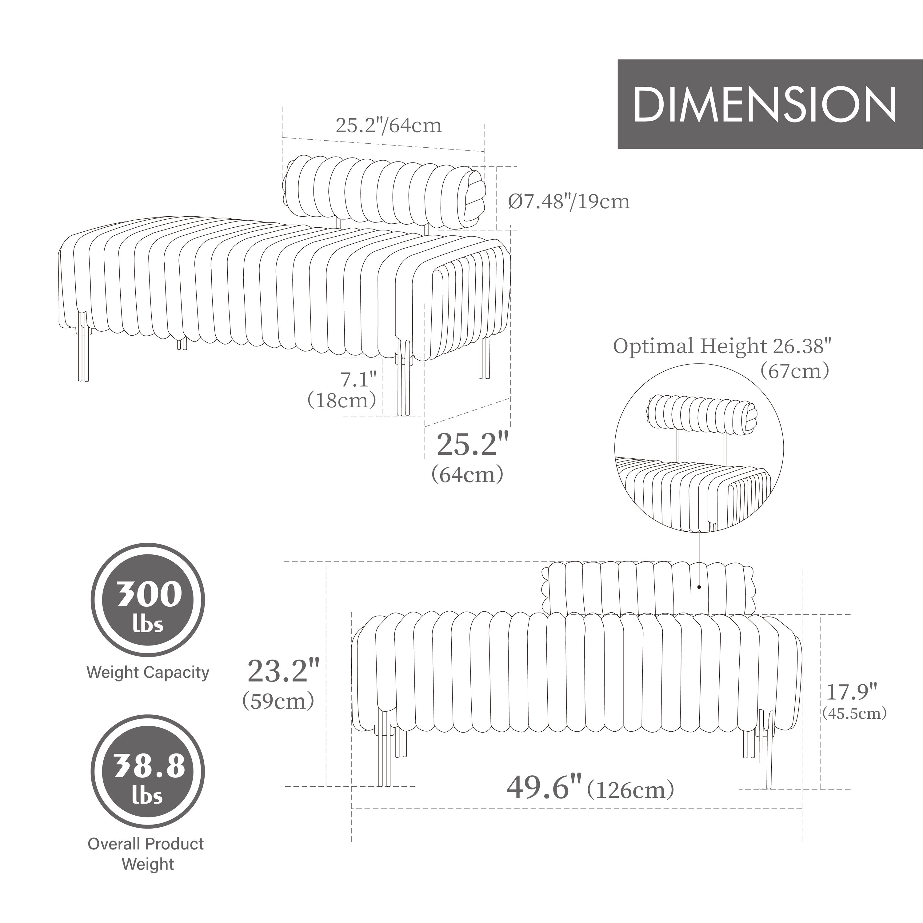 LOVMOR Upholstered Mini Loveseat Metal Legs 2-Seater Brown Small Space ...