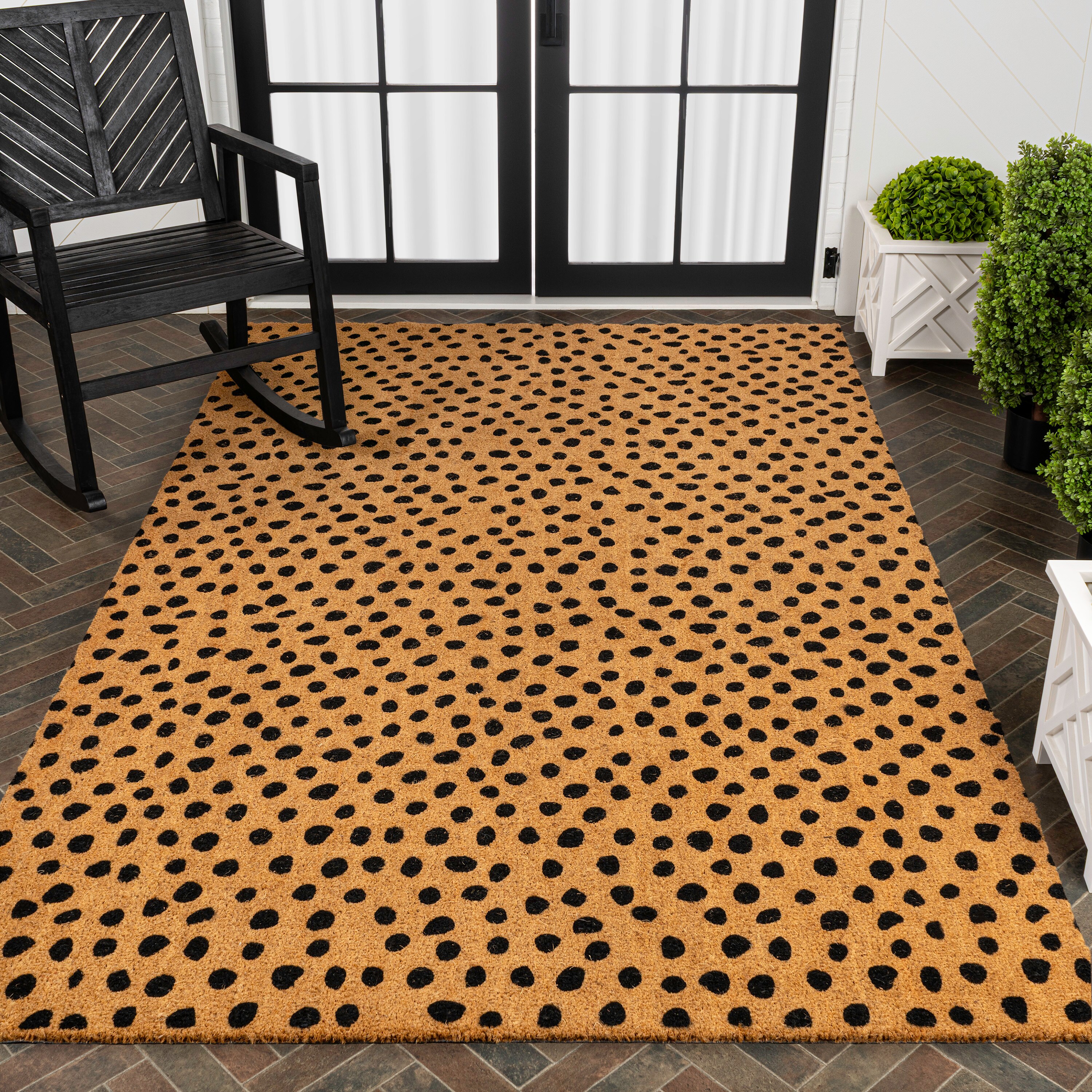 JONATHAN Y 36-in x 60-in Natural/Black Coir Indoor or outdoor Door Mat ...
