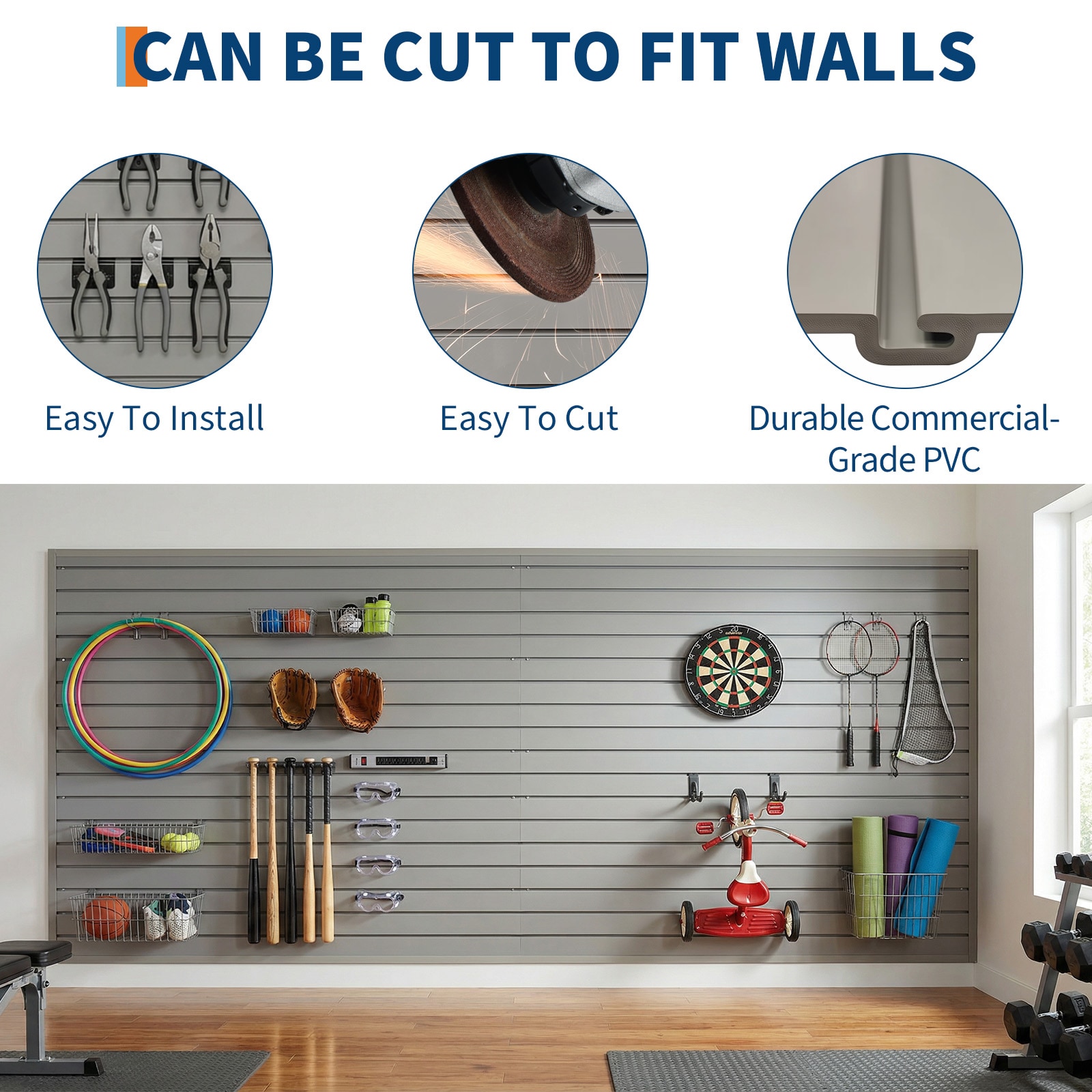Garvee 4X8 PVC Slat Wall Paneling High Load Capacity Slatwall Panel ...