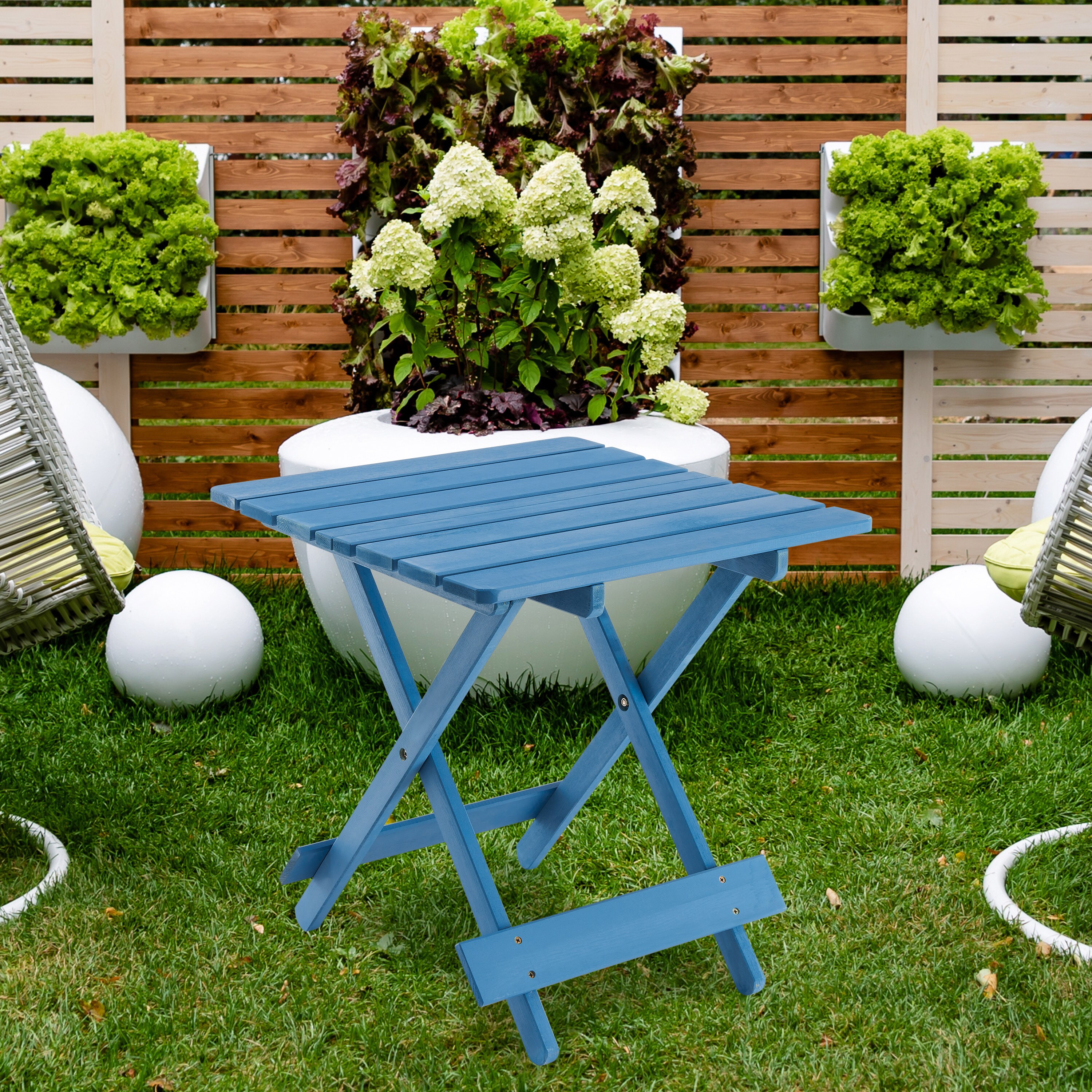 Blisstyle Folding Square Outdoor Coffee Table 19.75-in W x 19.75-in L ...