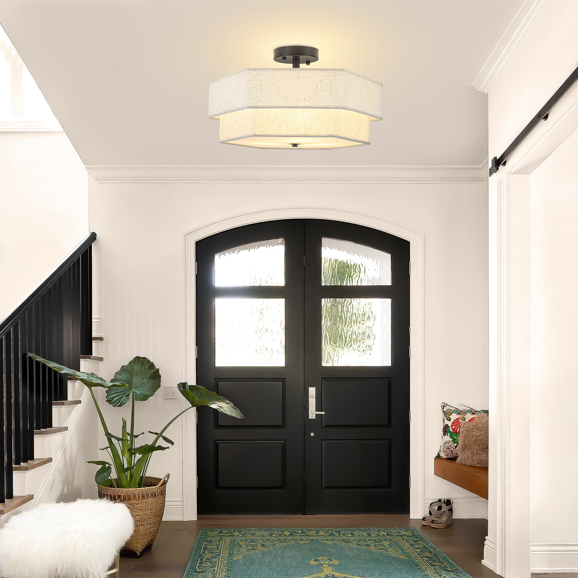 ZSMIHDOH 17.7-in Black Metal Ceiling Light Mount in the Ceiling Light ...